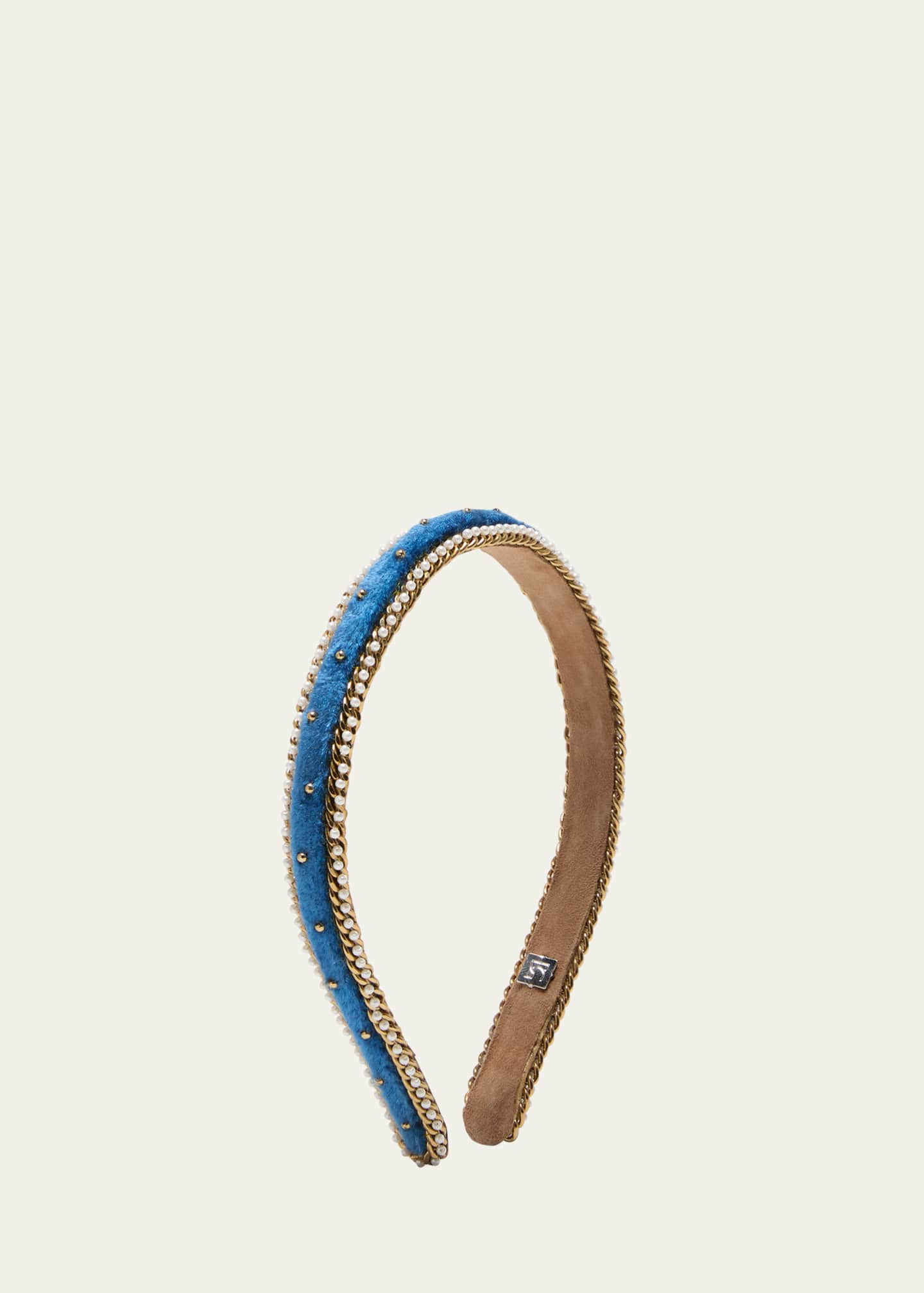 Deepa Gurnani Imogen Blue Headband - Bergdorf Goodman