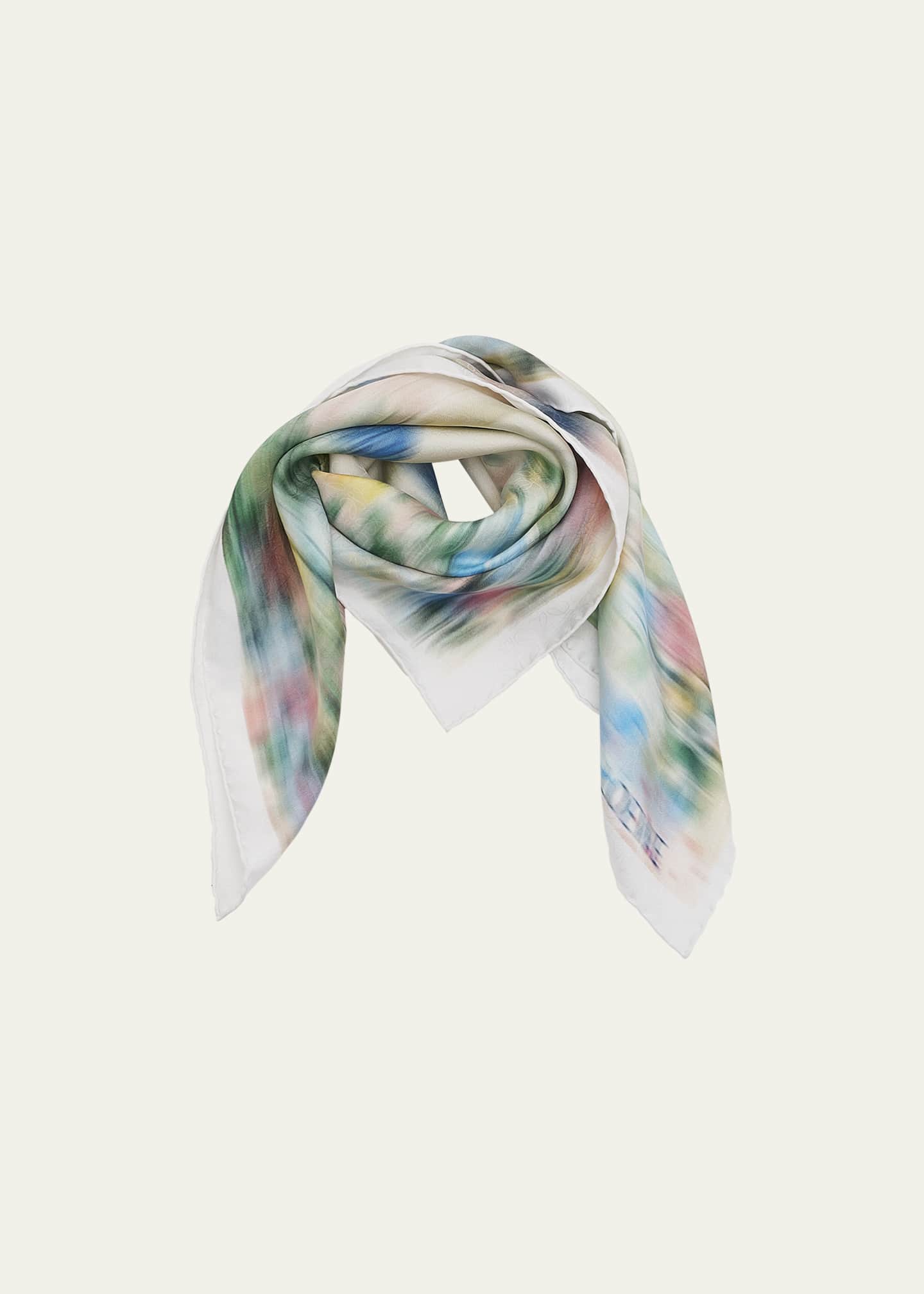 Loewe Blurred Print Silk Square Scarf - Bergdorf Goodman