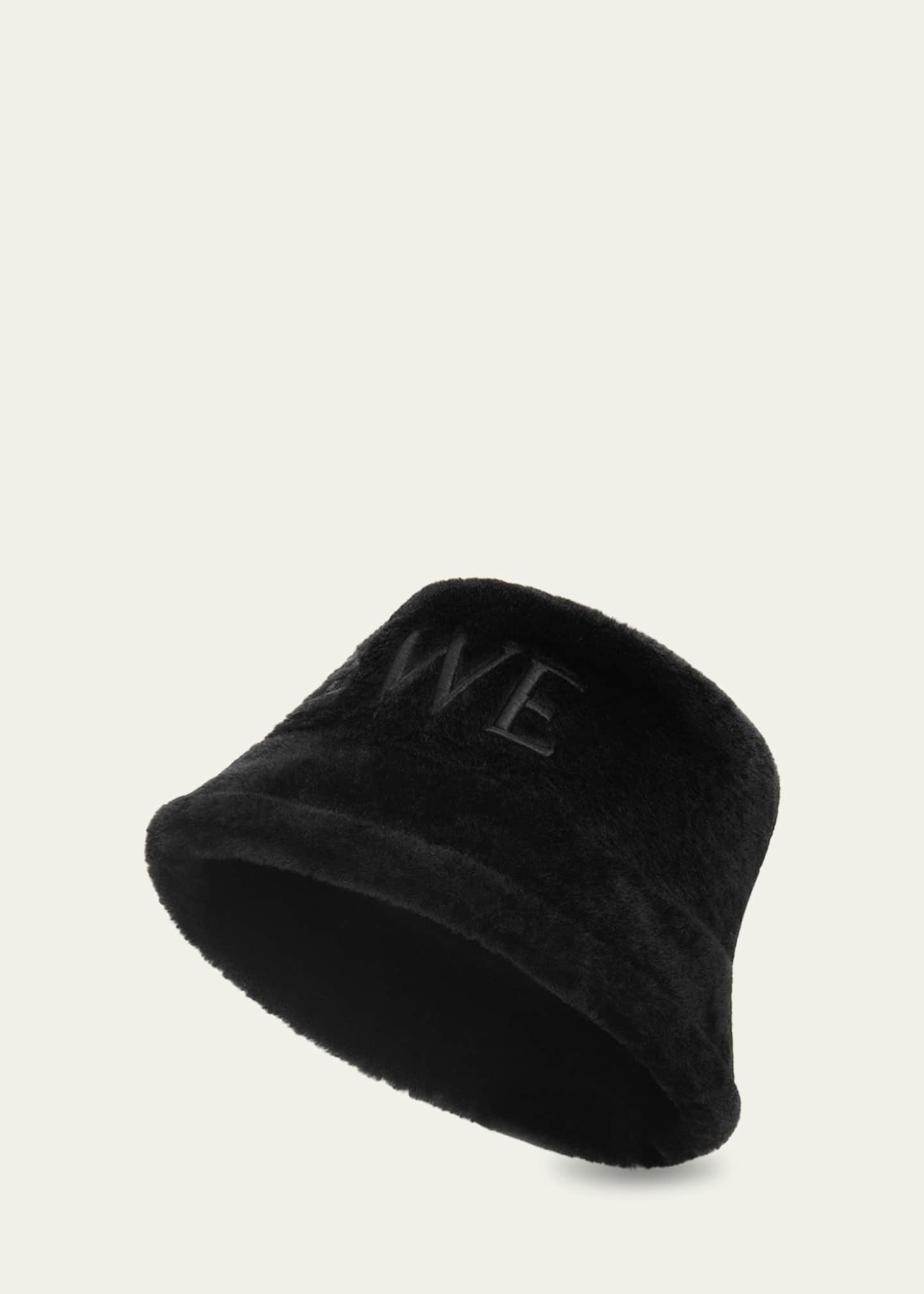 Loewe Embroidered Logo Shearling Bucket Hat - Bergdorf Goodman