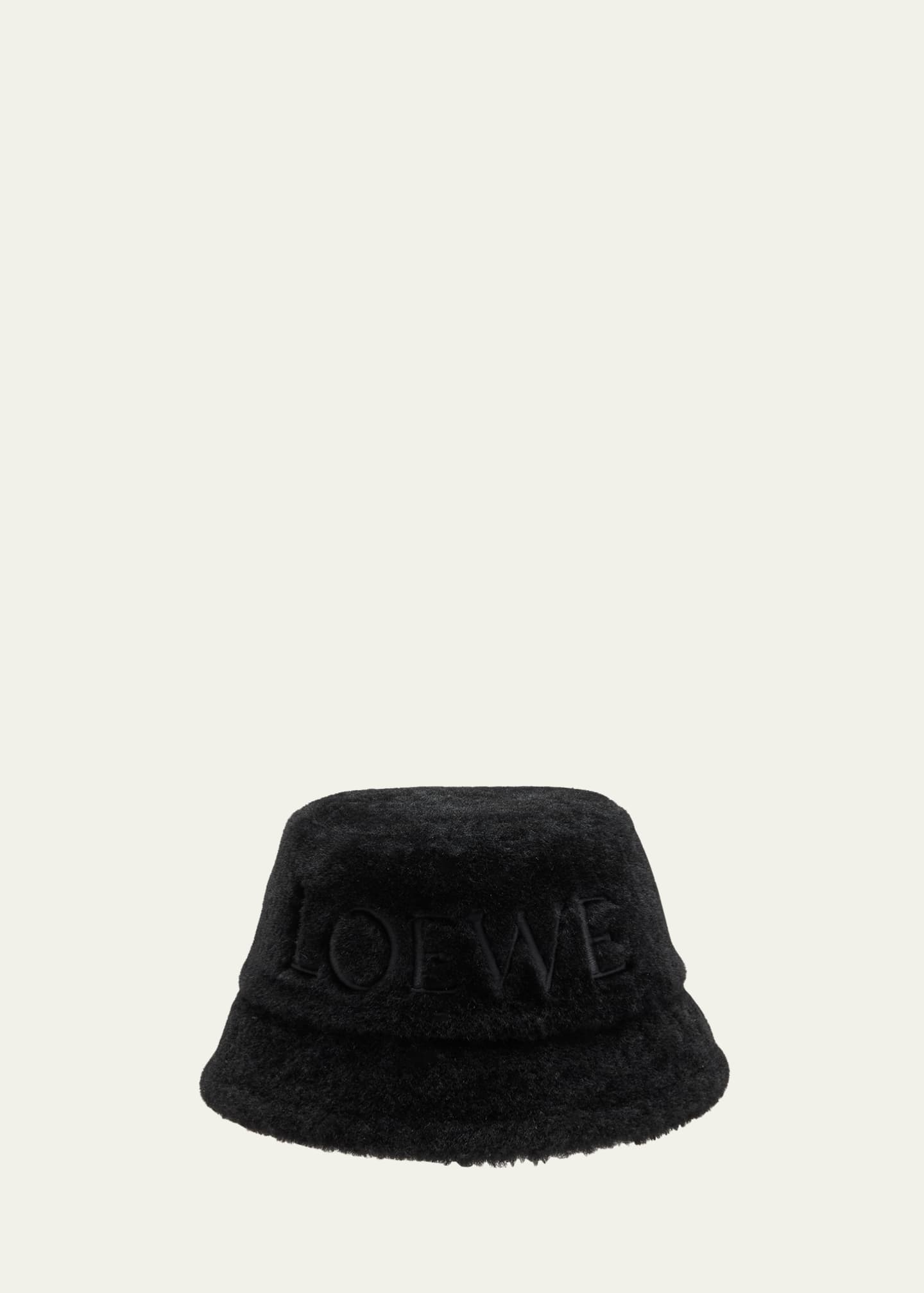 Loewe Embroidered Logo Shearling Bucket Hat - Bergdorf Goodman