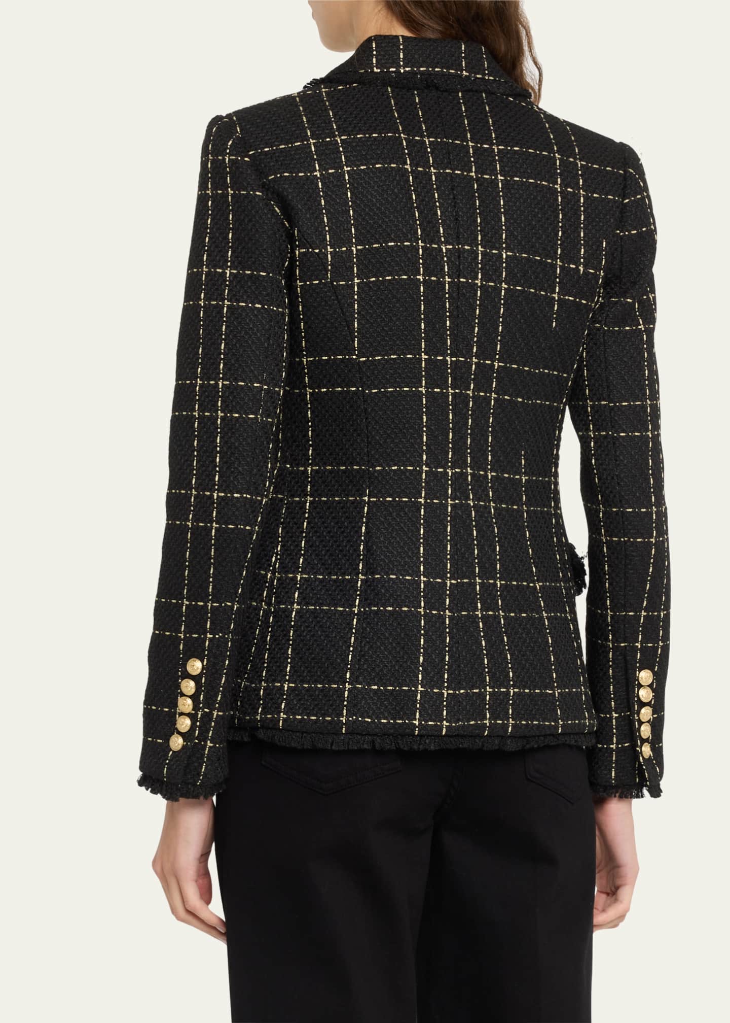 L'Agence Kenzie Tweed Fringe-Trim Blazer - Bergdorf Goodman