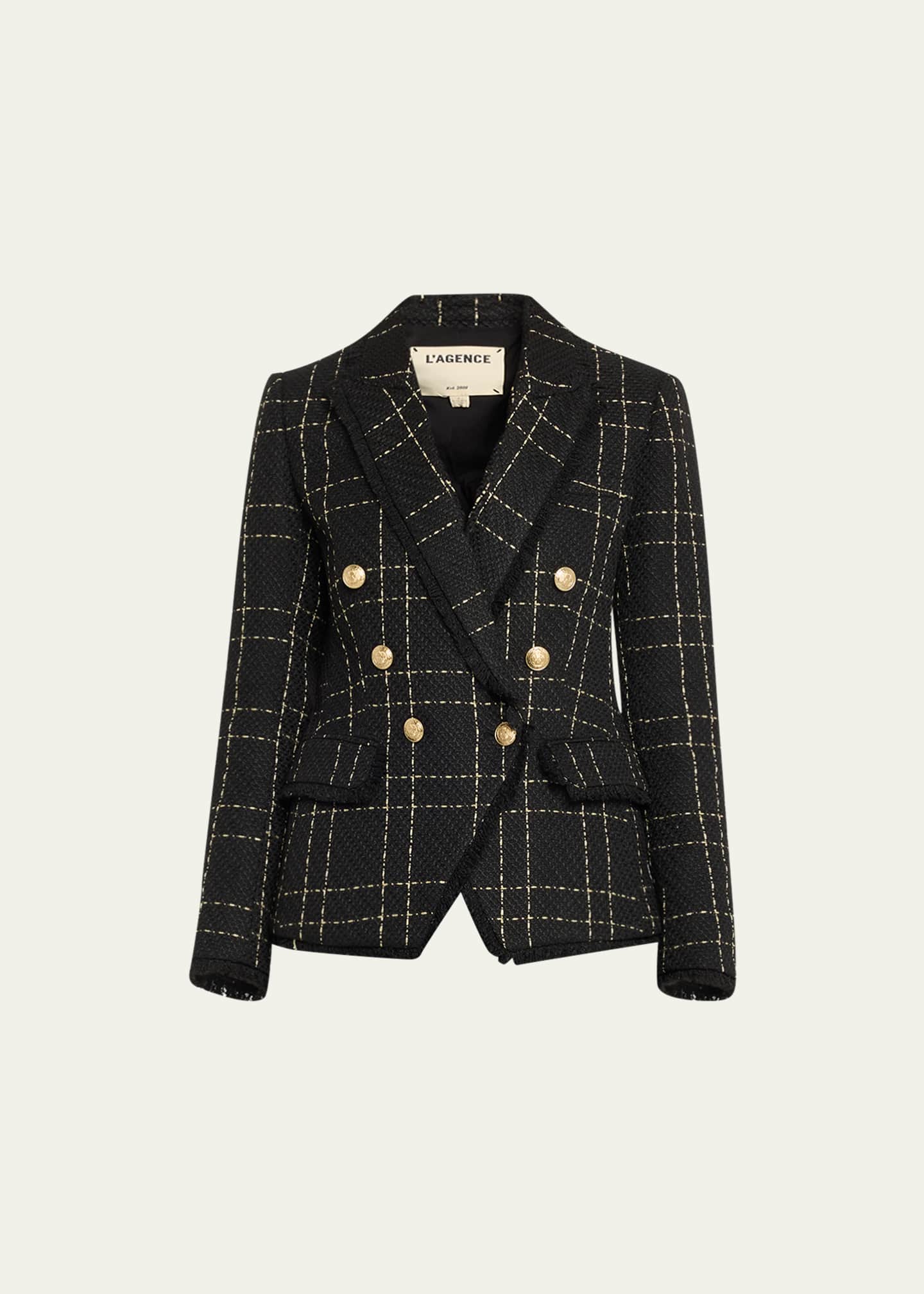 L'Agence Kenzie Tweed Fringe-Trim Blazer - Bergdorf Goodman