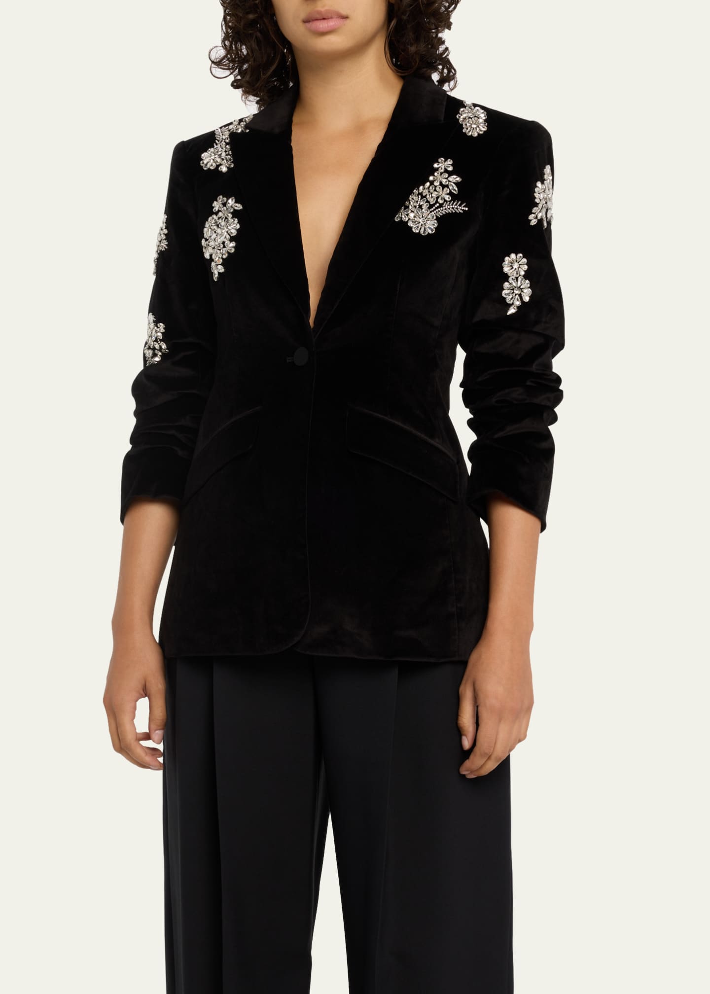 Cinq a Sept Cheyenne Crystal Ivy Chenille Scrunched Blazer - Bergdorf ...