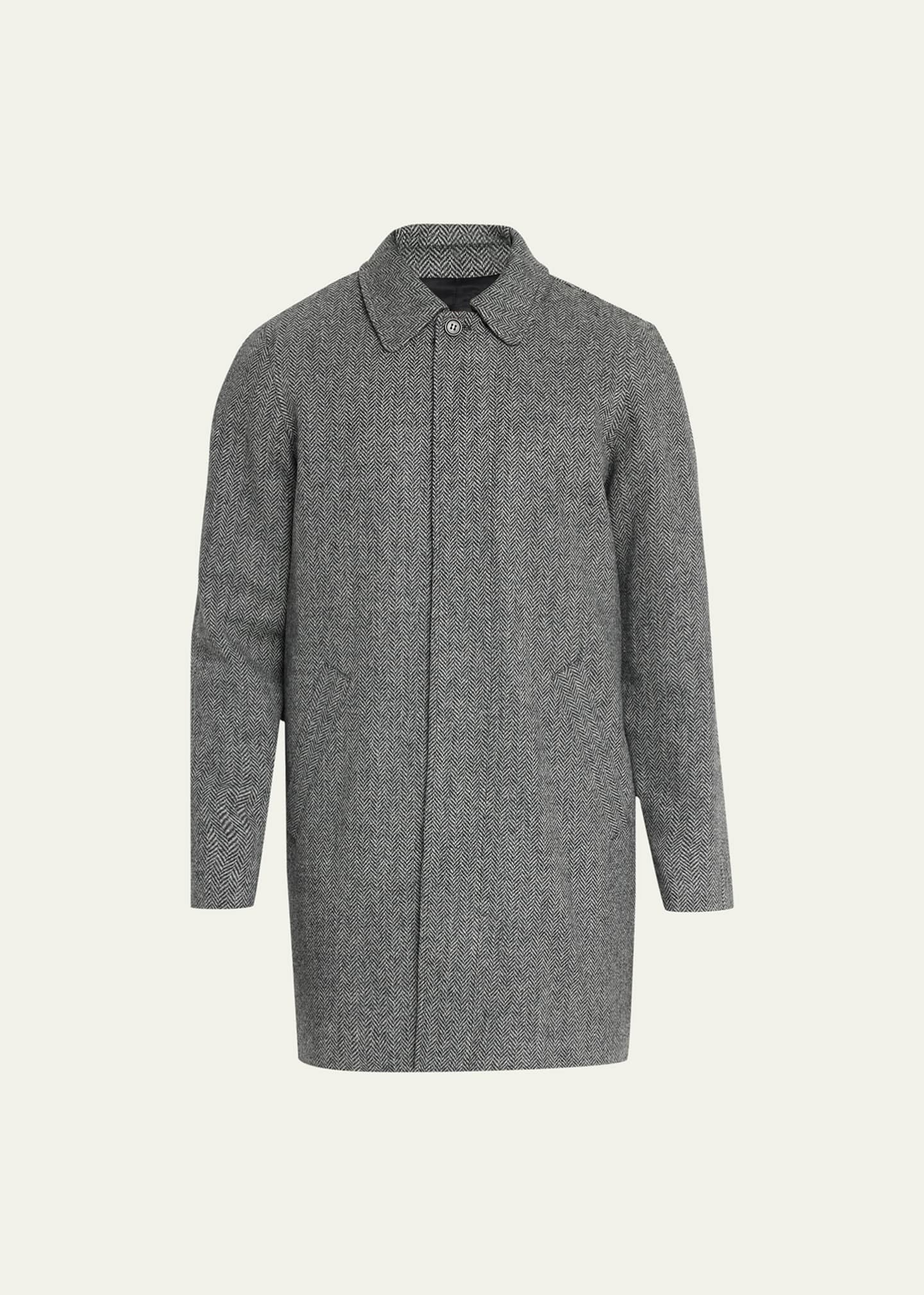 A.P.C. Men's Wool Herringbone Mac Pete Overcoat - Bergdorf Goodman