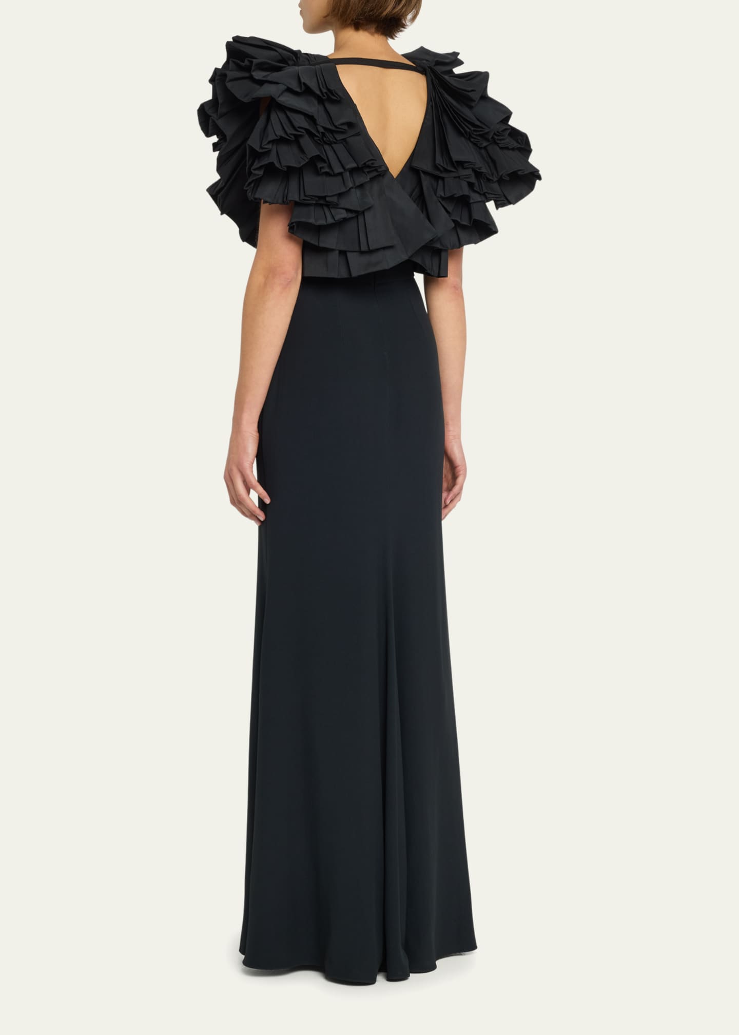 Alexander McQueen Column Evening Gown with Ruffle Sleeves - Bergdorf ...