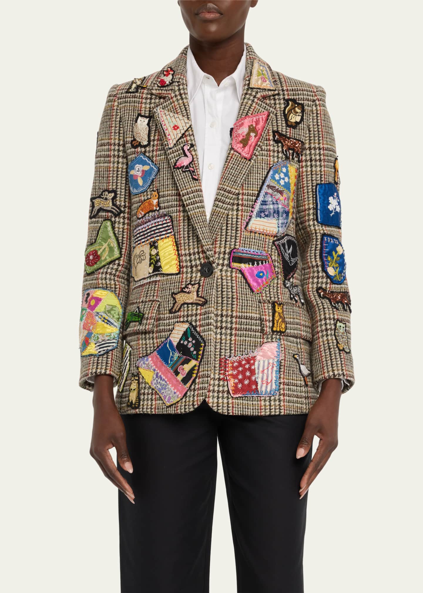 Libertine Lickety Split Plaid Blazer with Patches - Bergdorf Goodman