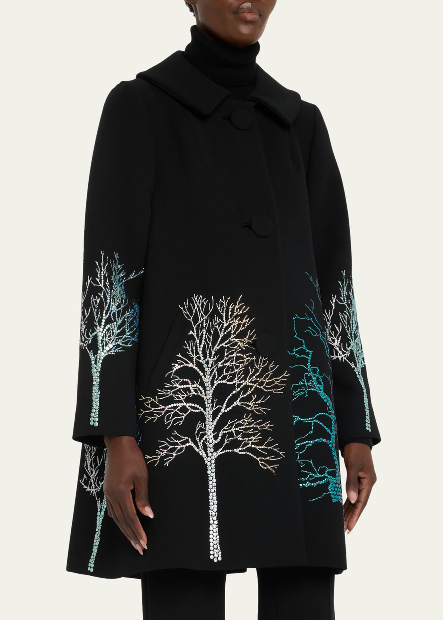 Libertine Forest Crystal Peter Pan Collar Coat - Bergdorf Goodman