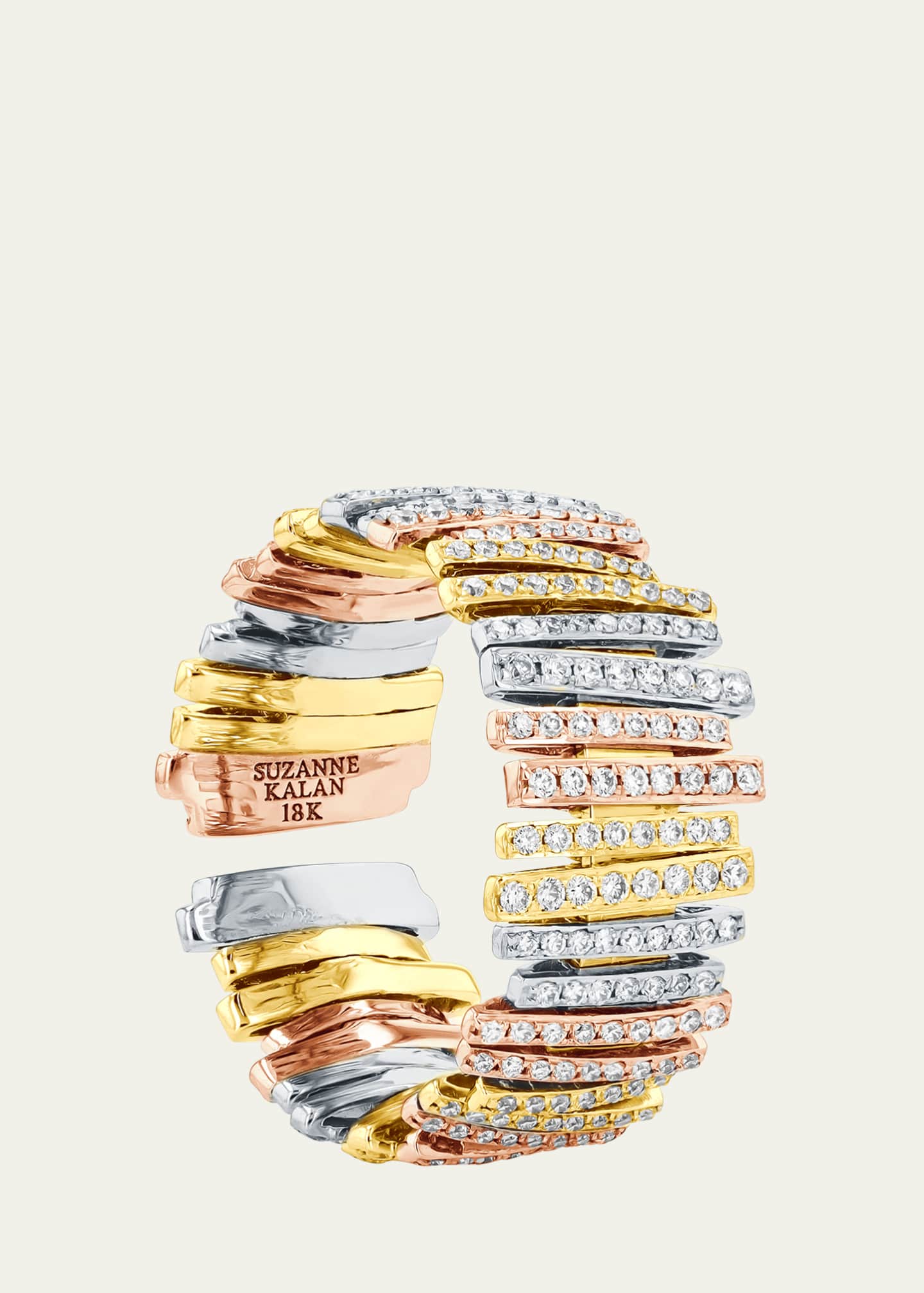 Suzanne Kalan Eternity Lines Ring with Round Pave White Diamonds in ...