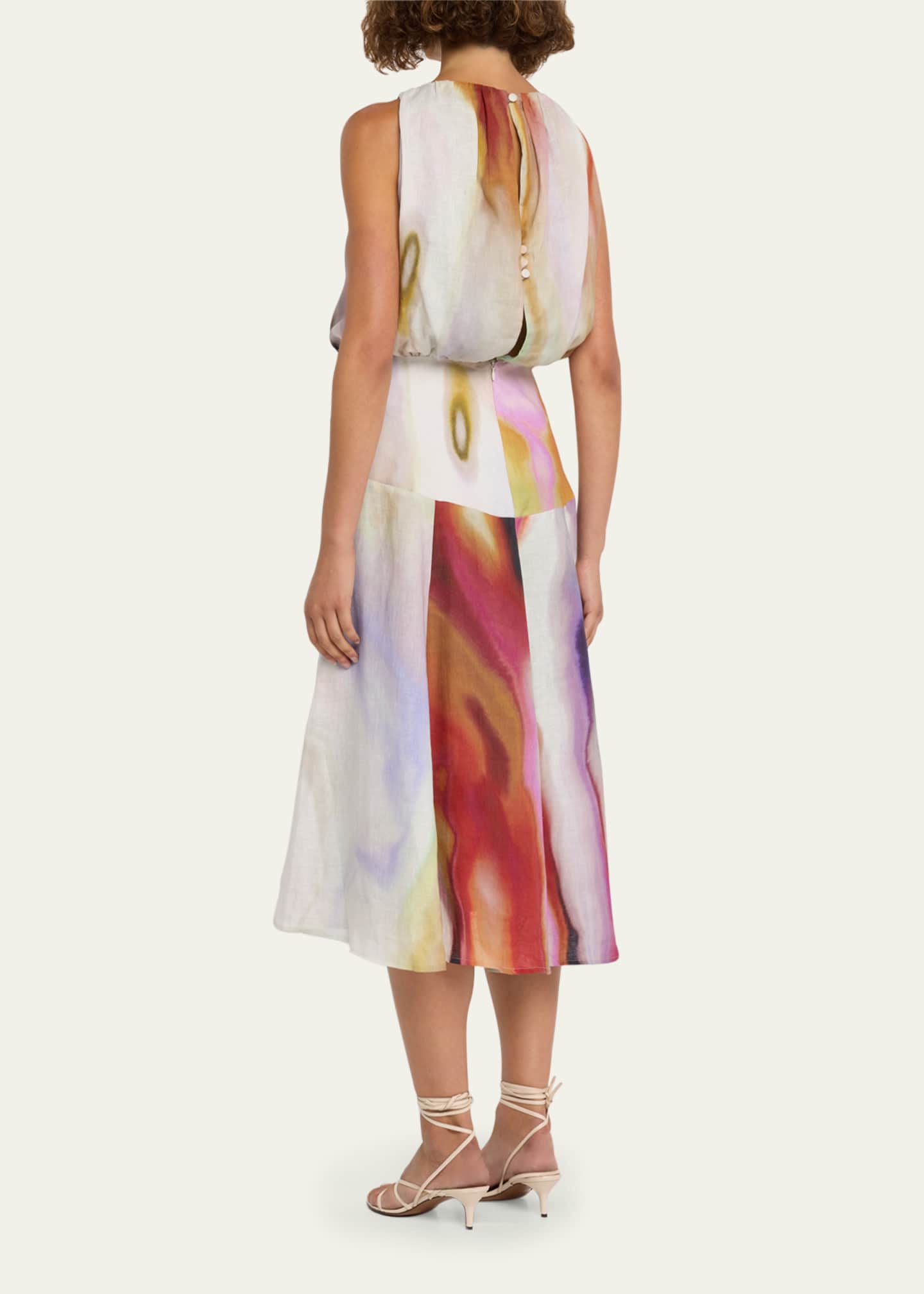 Silvia Tcherassi Berta Iridescent Marble Belted Midi Dress - Bergdorf ...