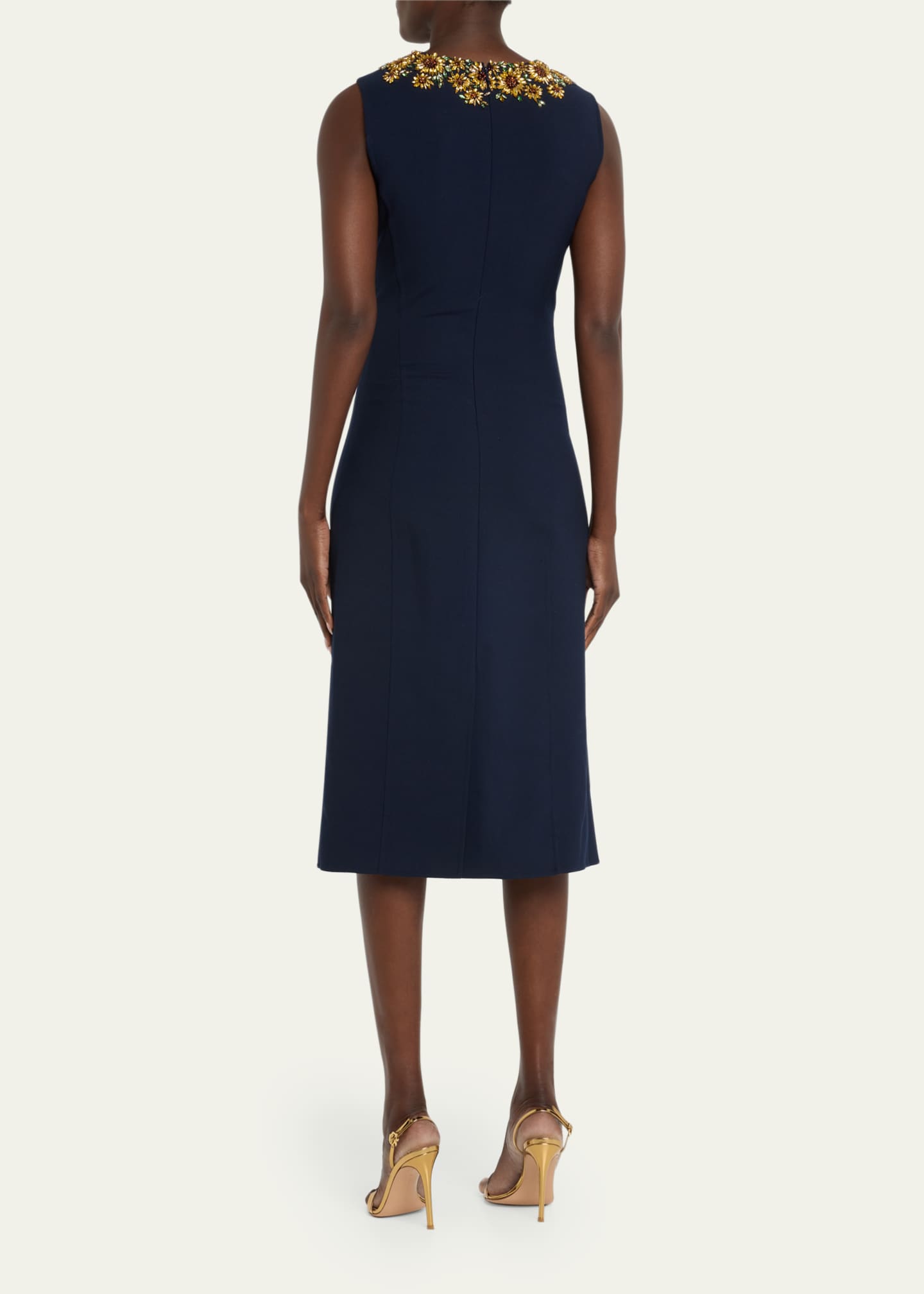 Oscar de la Renta Sunflower Crystal Sheath Midi Dress - Bergdorf Goodman