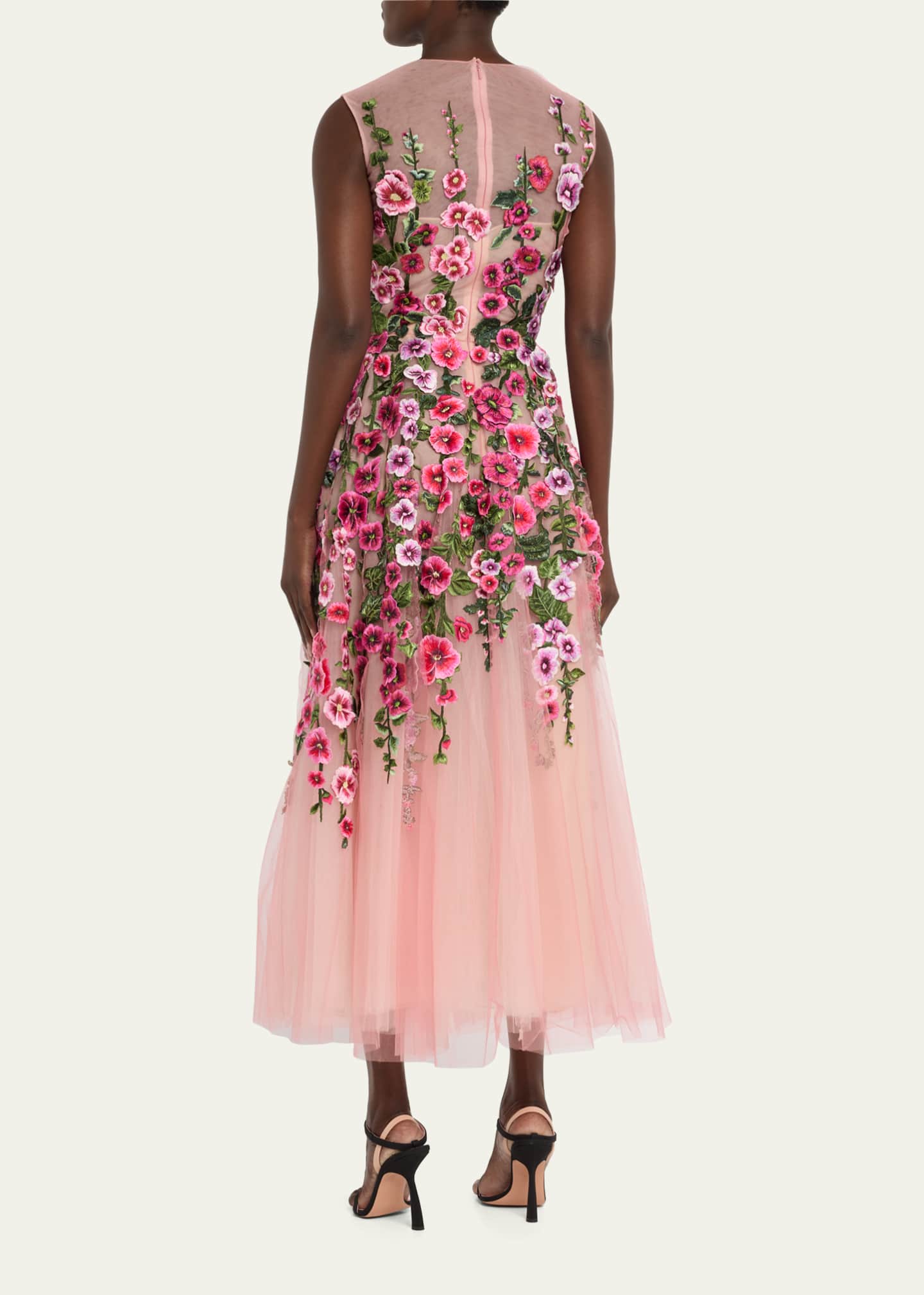 Oscar De La Renta Floral Embroidered Tulle Dress Bergdorf Goodman