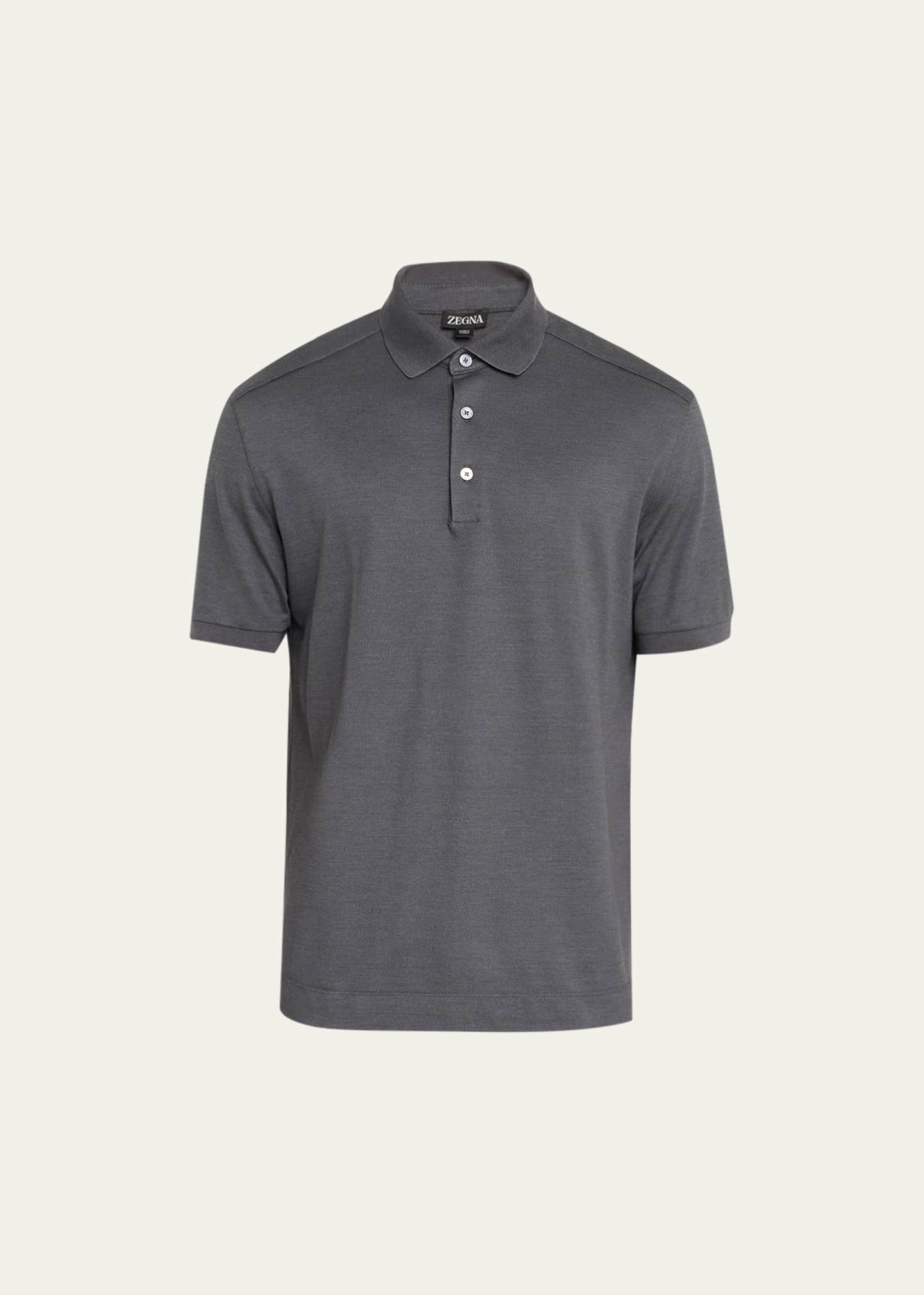 Zegna Mens Cotton Silk Polo Shirt Bergdorf Goodman