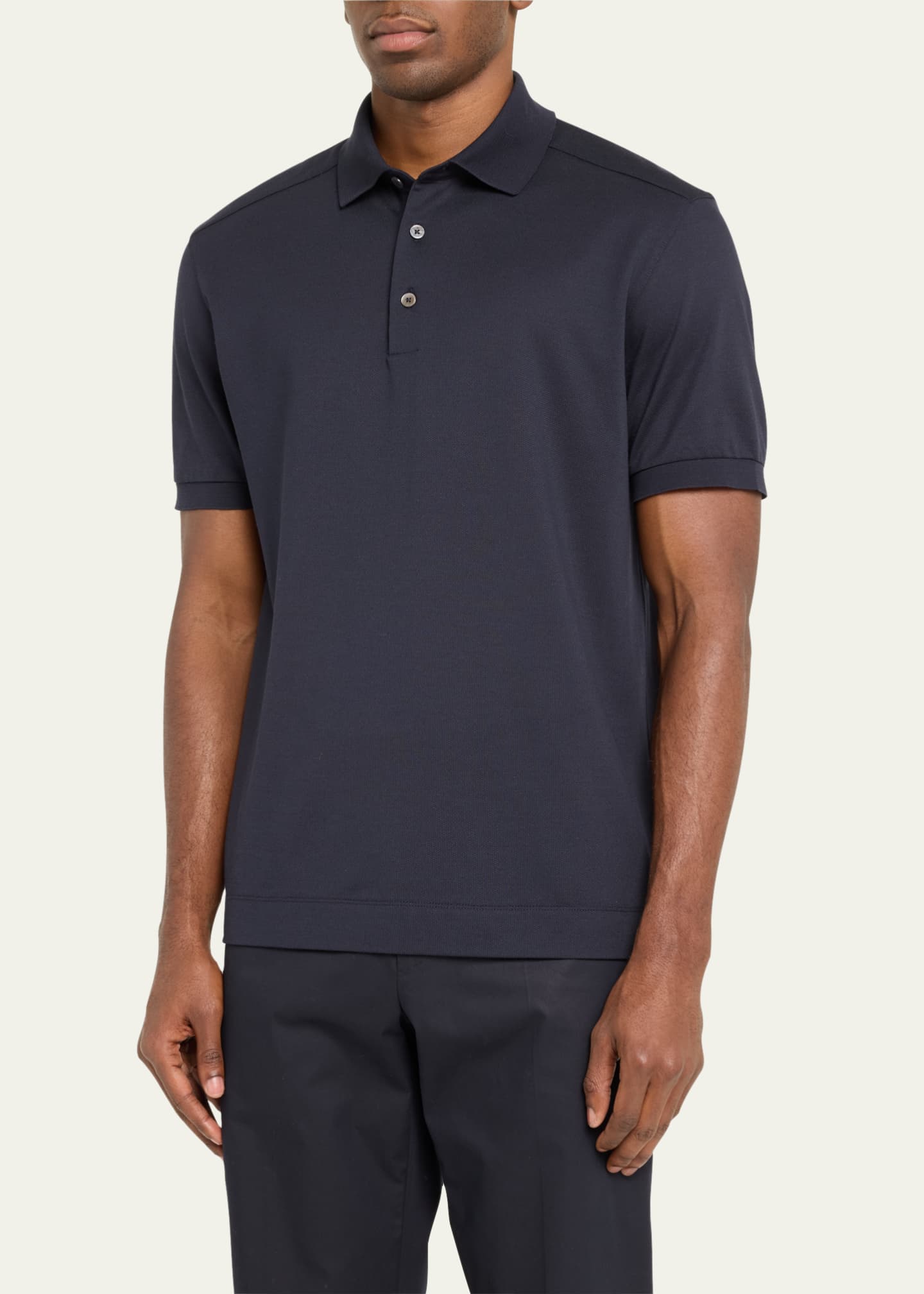 ZEGNA Men's Cotton-Silk Polo Shirt - Bergdorf Goodman