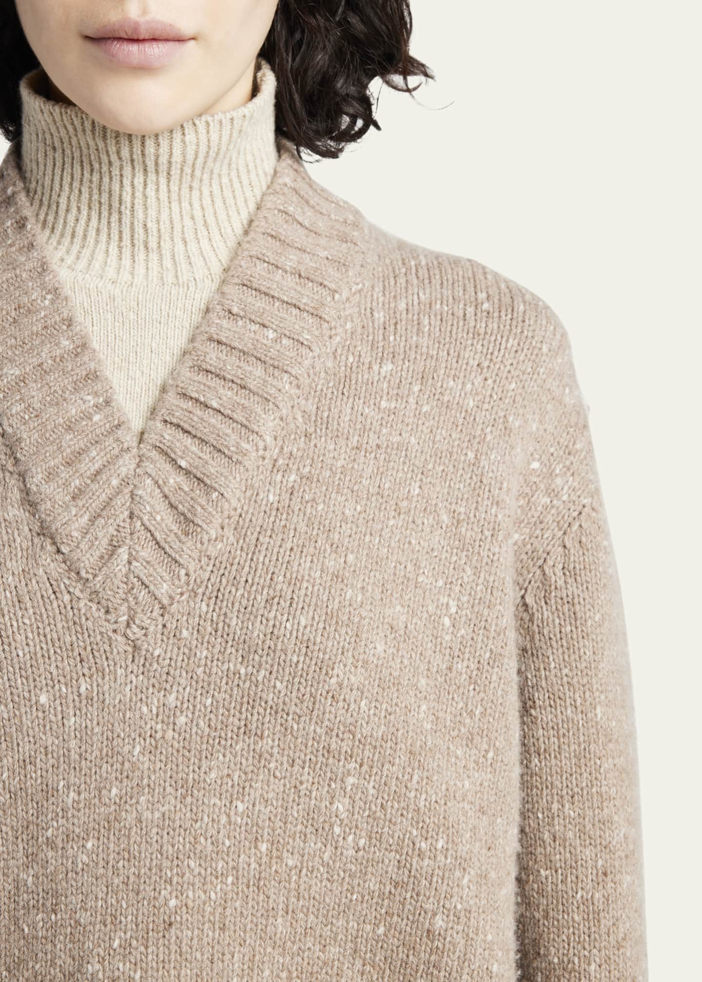 Bottega Veneta Double-Layer Wool High-Neck Sweater - Bergdorf Goodman