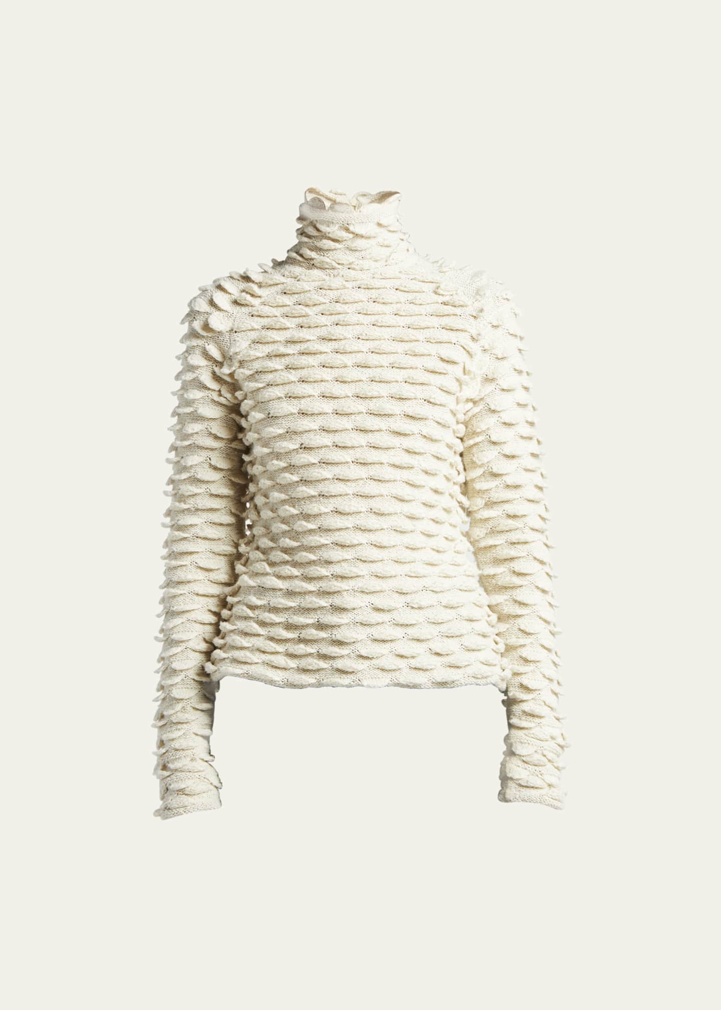Bottega Veneta Fish Scale Wool High-Neck Sweater - Bergdorf Goodman