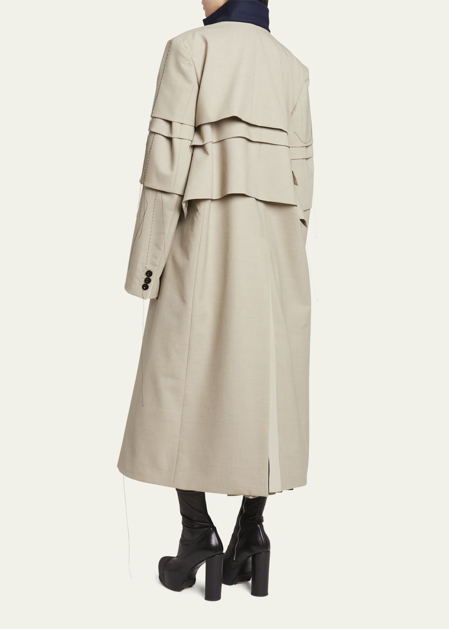 SACAI Layered Trench Coat with Thread Detail - Bergdorf Goodman