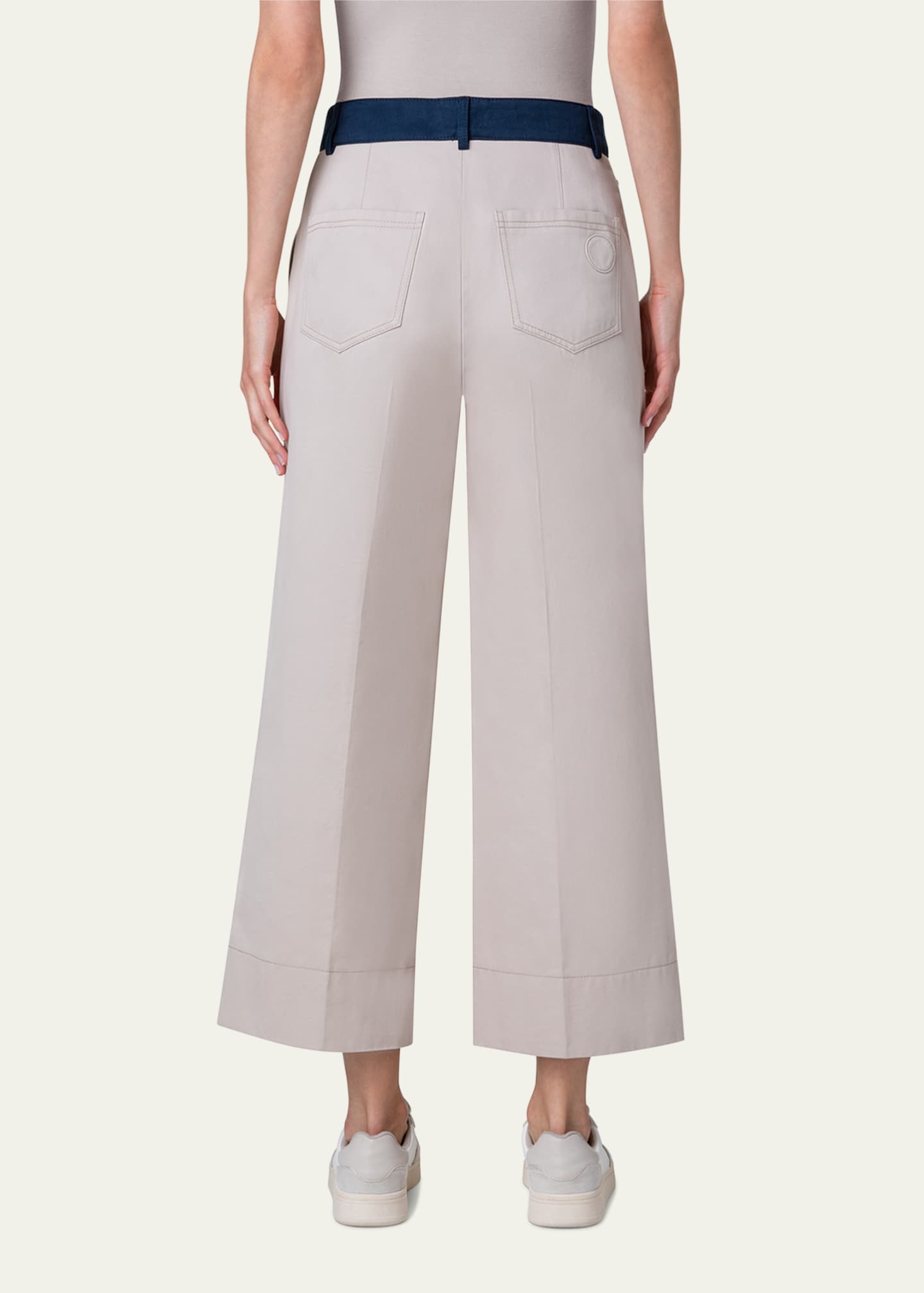 Akris punto Chiara Cotton Gabardine Pants with Color Block Waist ...