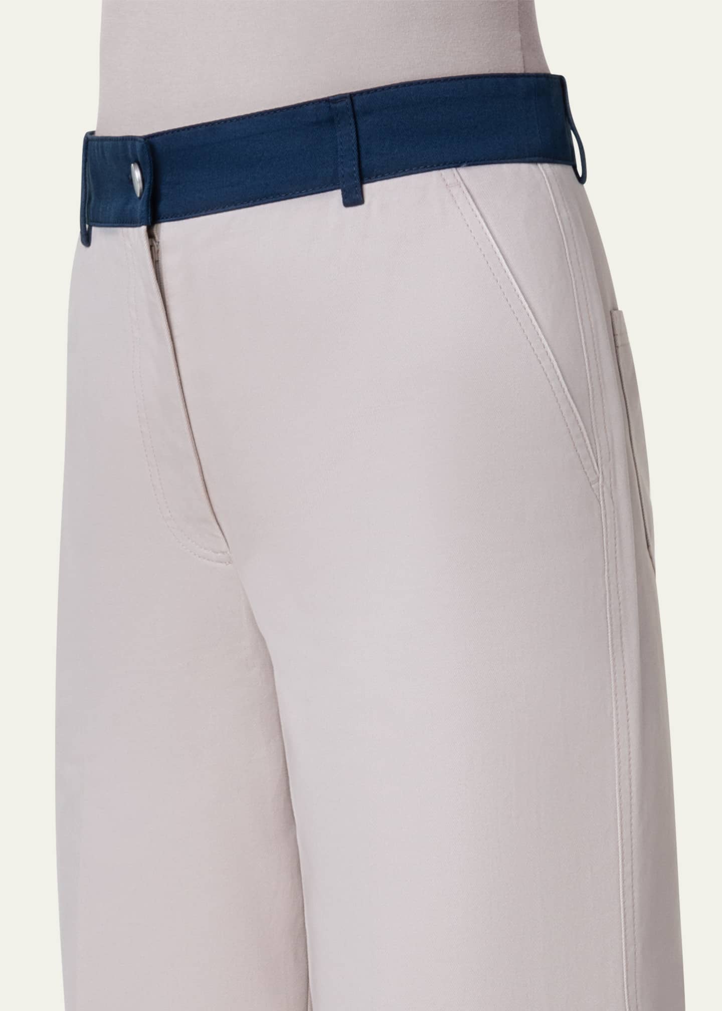 Akris punto Chiara Cotton Gabardine Pants with Color Block Waist ...