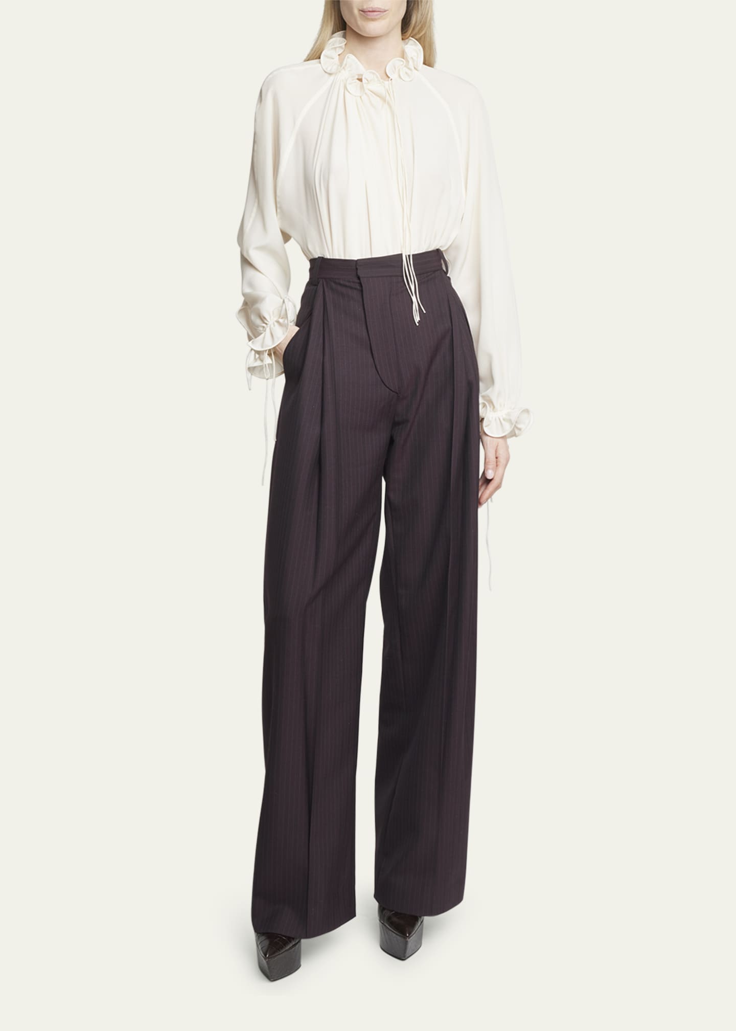 Victoria Beckham Pinstripe Wide-Leg Trousers - Bergdorf Goodman
