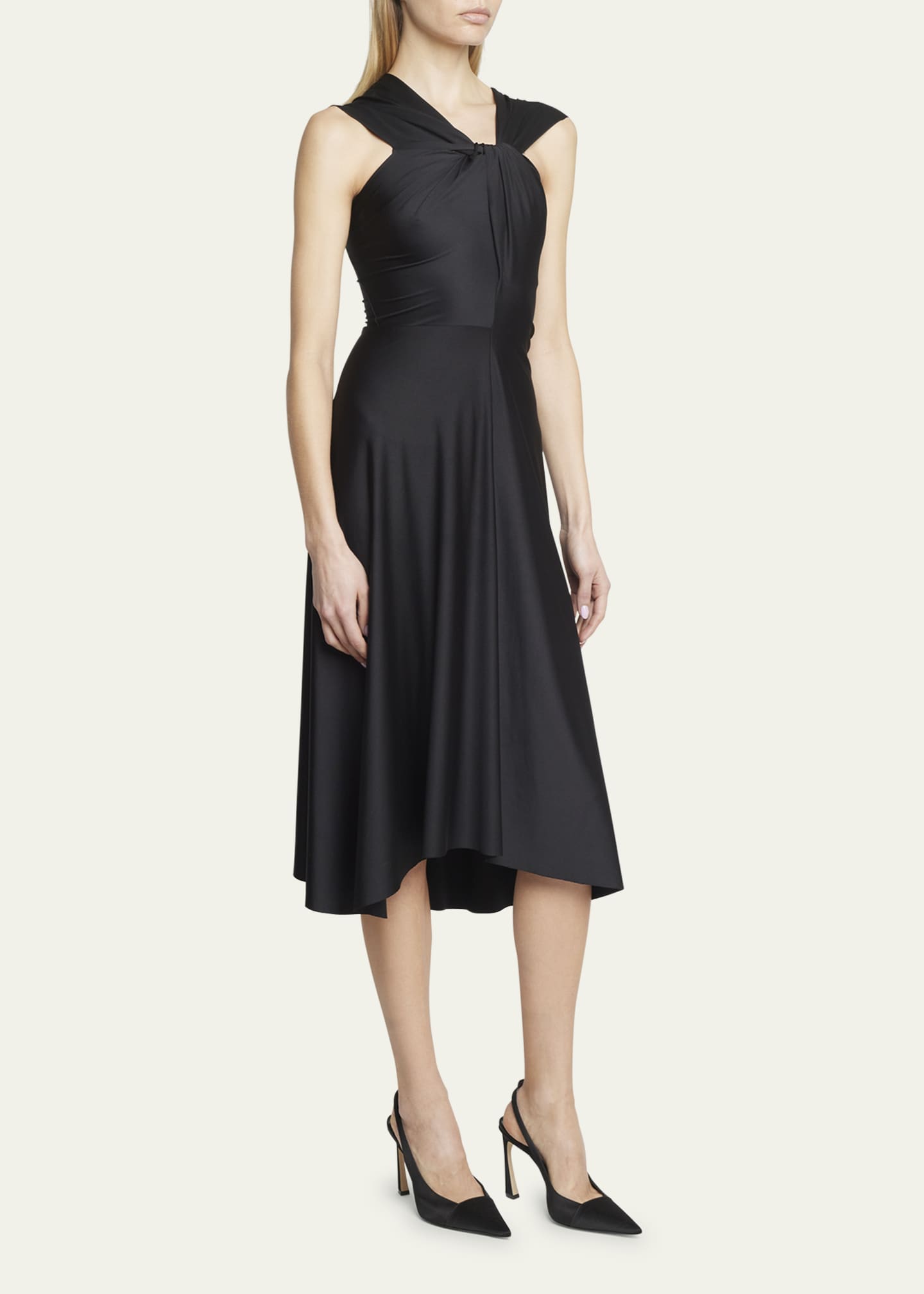Victoria Beckham Draped Cap-Sleeve Asymmetric Dress - Bergdorf Goodman
