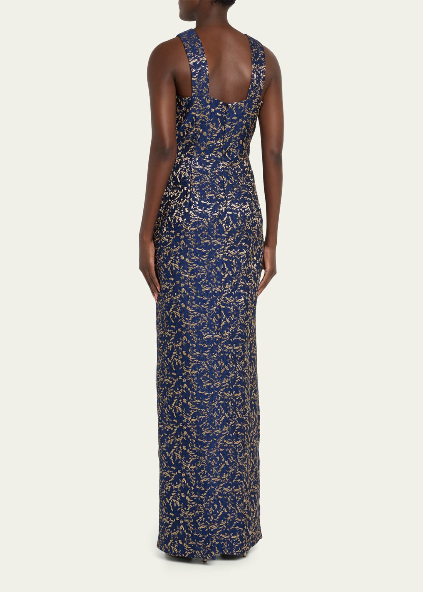 Rickie Freeman for Teri Jon Sleeveless Crossover Jacquard Column Gown ...