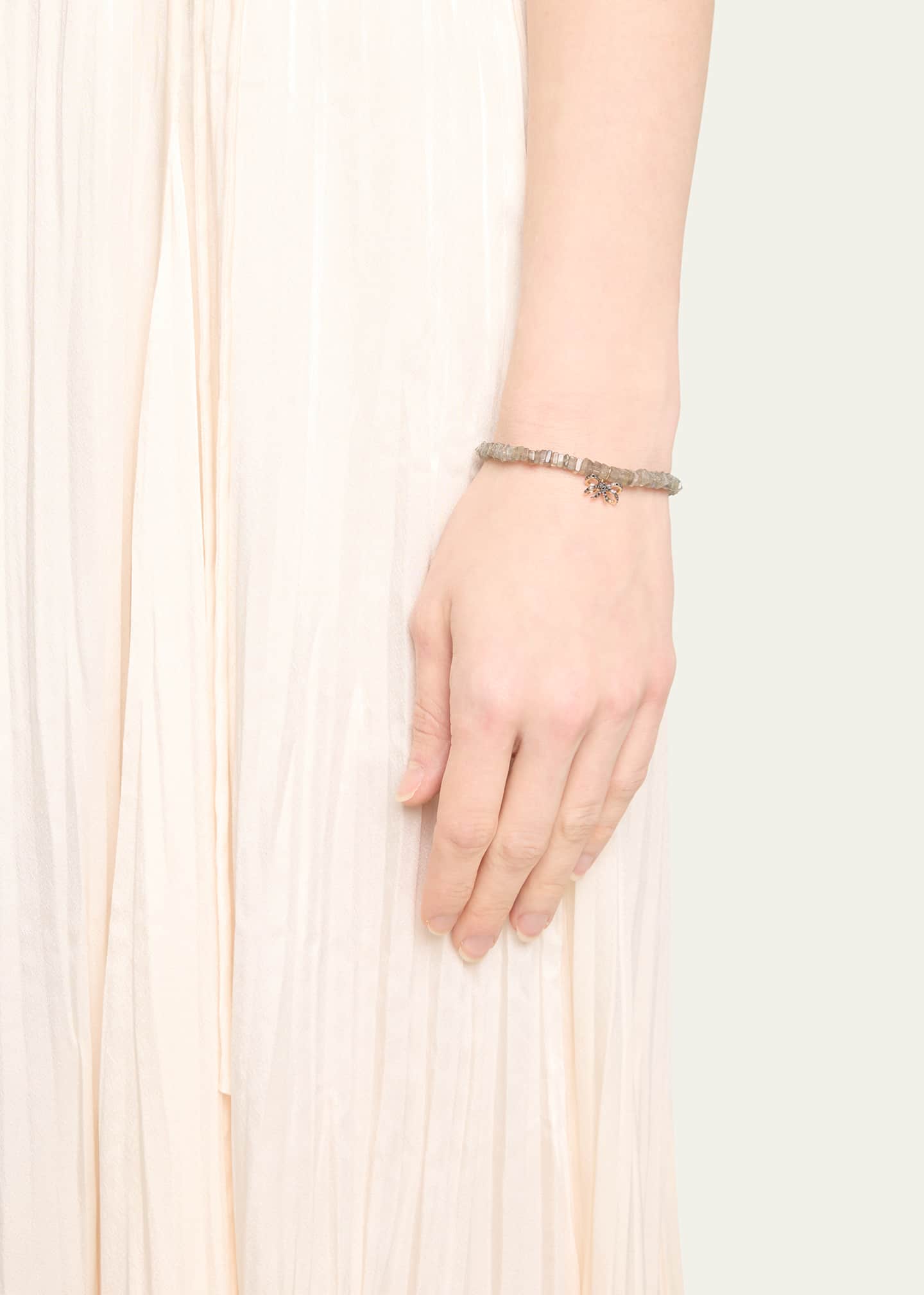 Sydney Evan 14K Pave and Labradorite Bracelet with Double Bow Charm ...