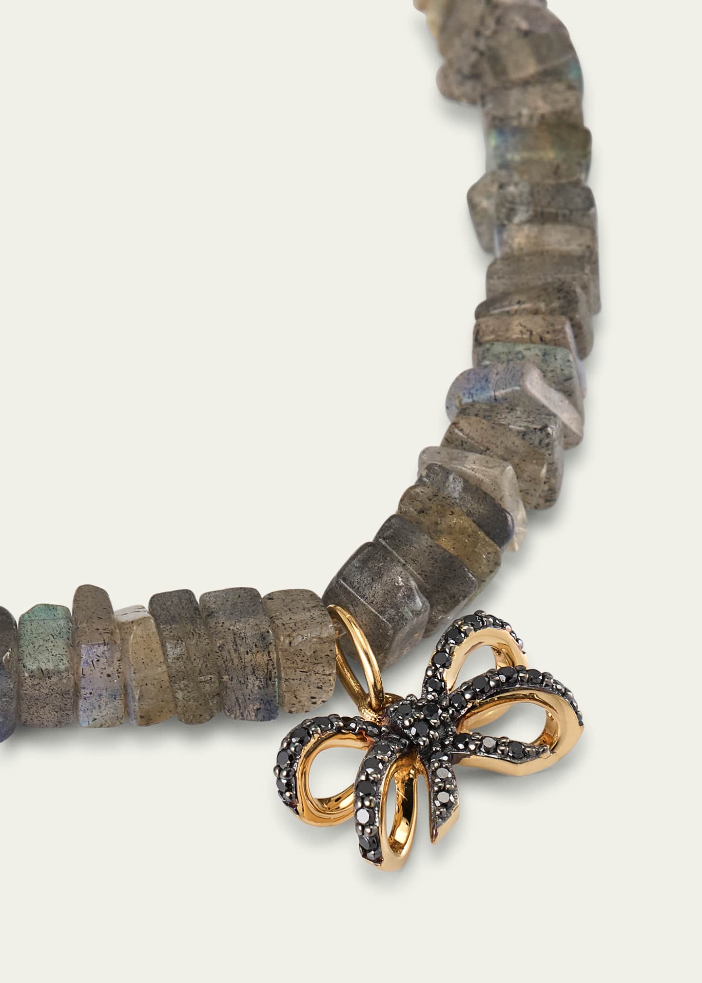 Sydney Evan 14K Pave and Labradorite Bracelet with Double Bow Charm ...