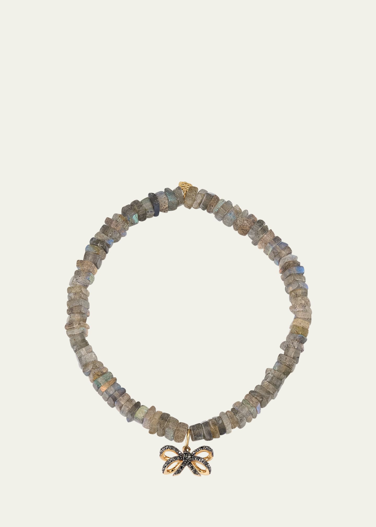 Sydney Evan 14K Pave and Labradorite Bracelet with Double Bow Charm ...