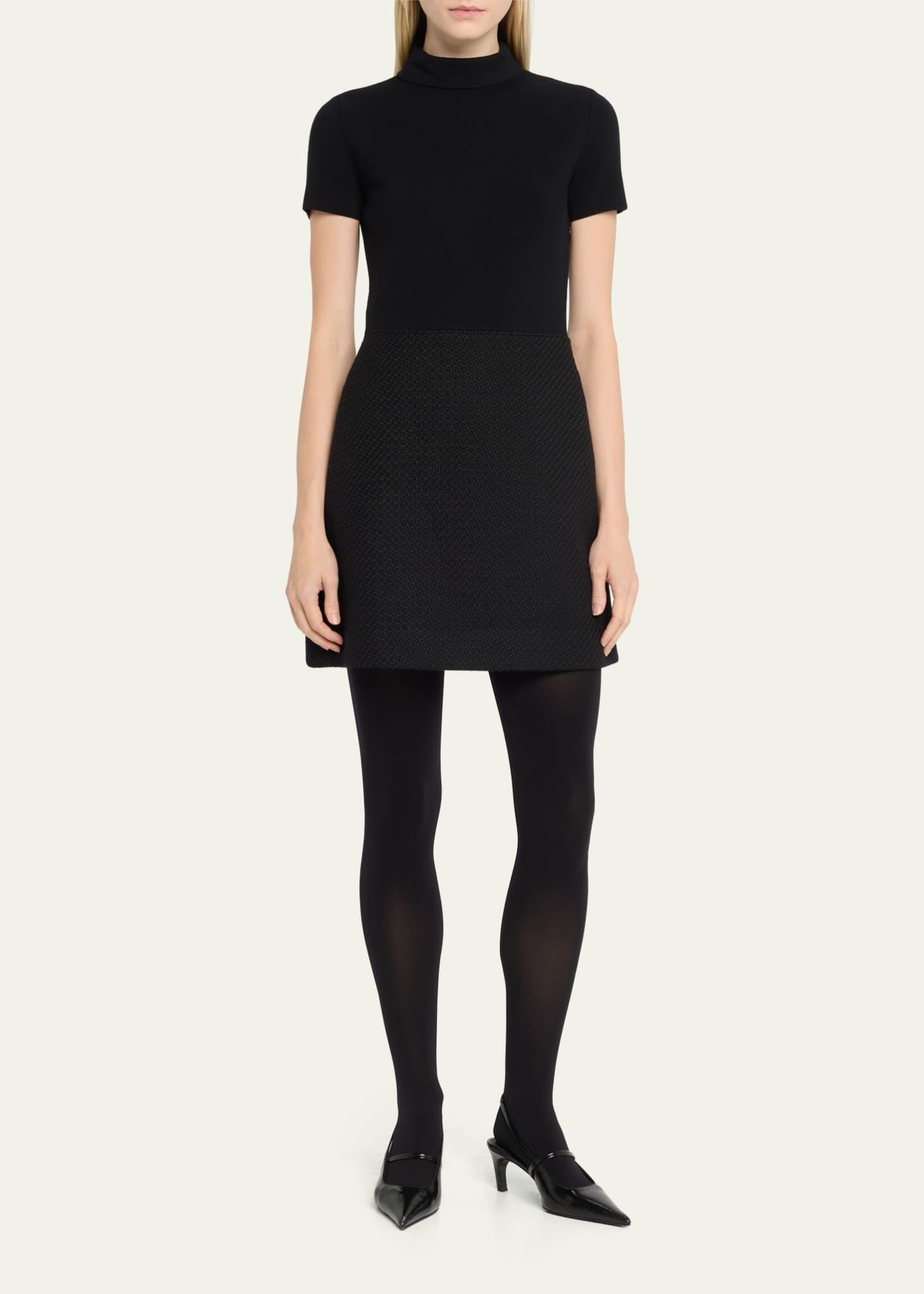 Theory Short Sleeve Combo Tweed Mini Dress Bergdorf Goodman
