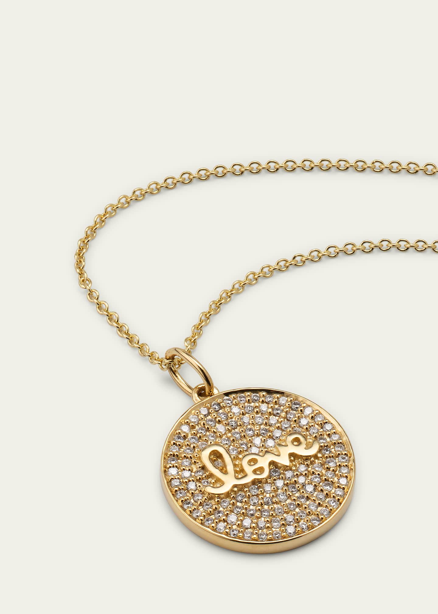 Sydney Evan Diamond Love Script Medallion Necklace - Bergdorf Goodman