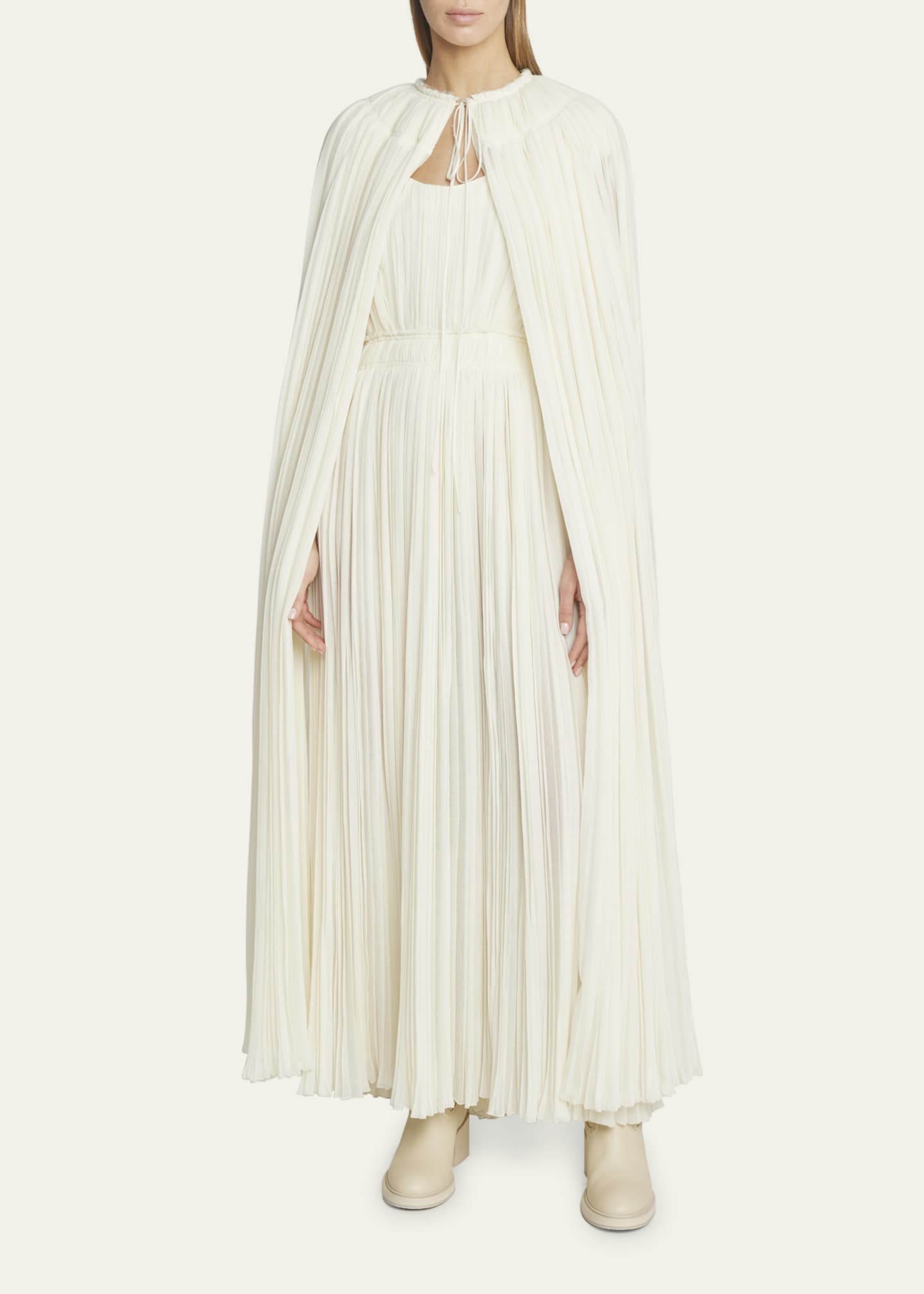 Chloe Raw Edged Pleated Self Tie Cape Bergdorf Goodman