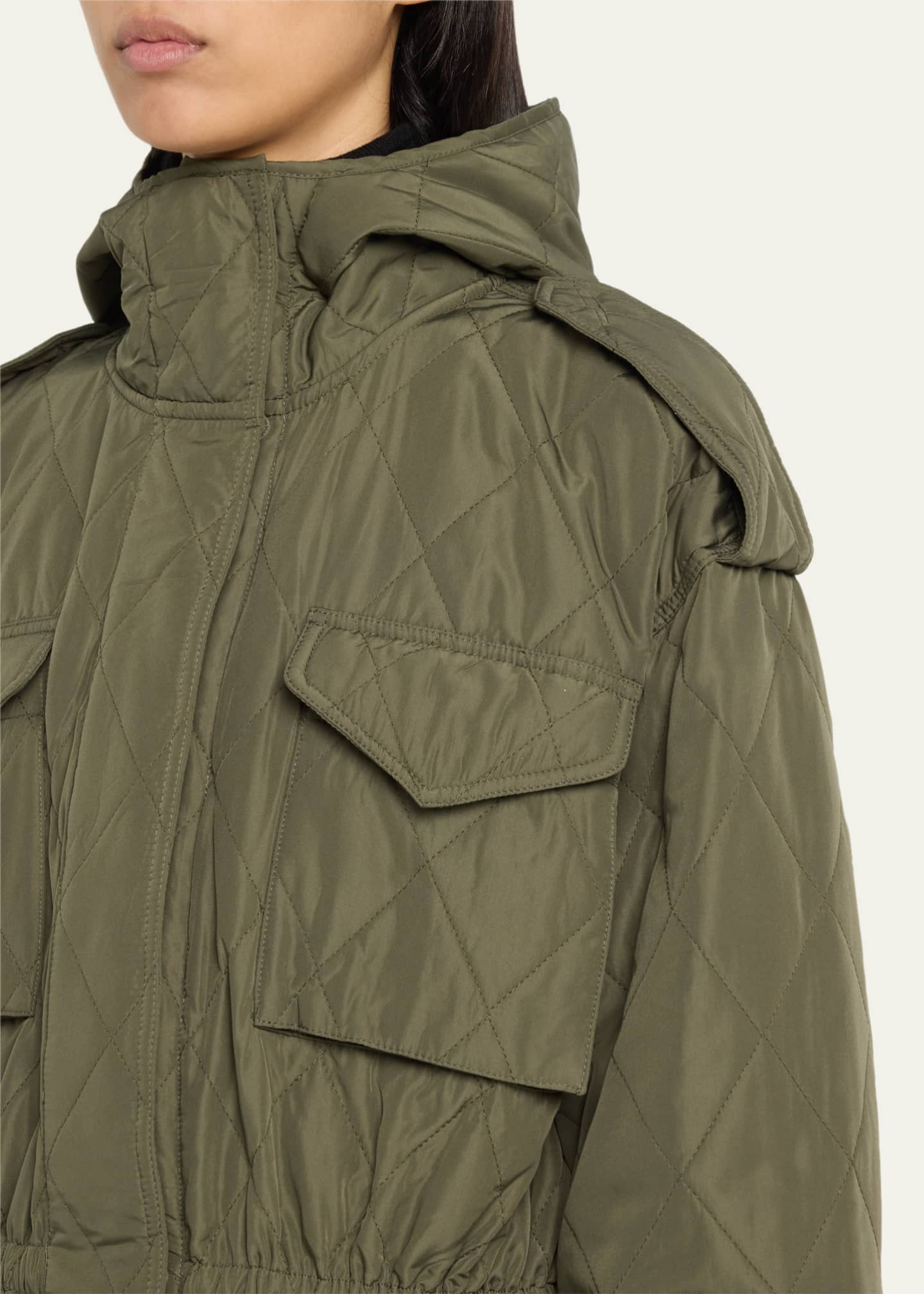 Norma Kamali Quilted Hooded Cargo Jacket - Bergdorf Goodman