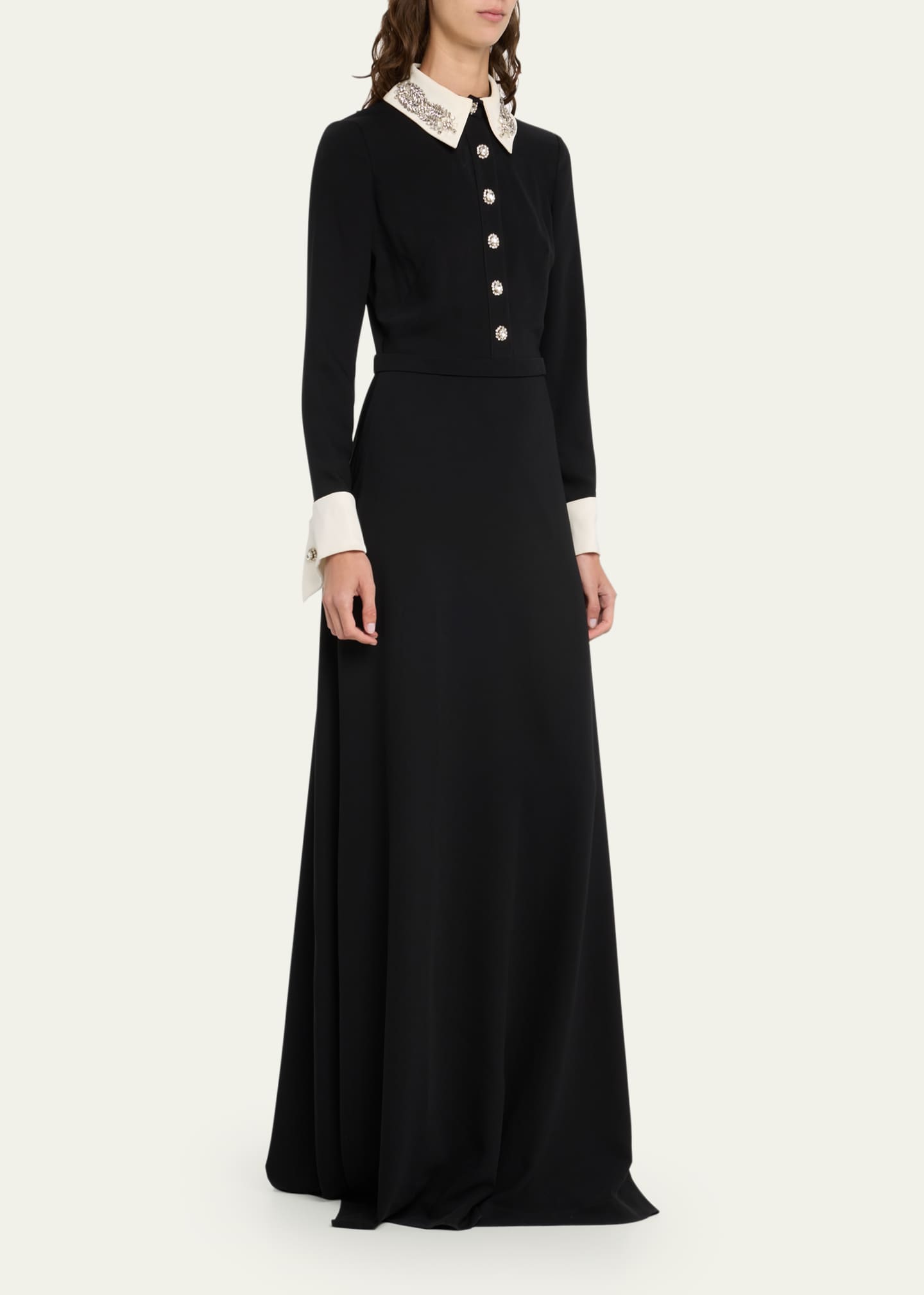 Reem Acra Jewel Embellished Crepe Gown Bergdorf Goodman