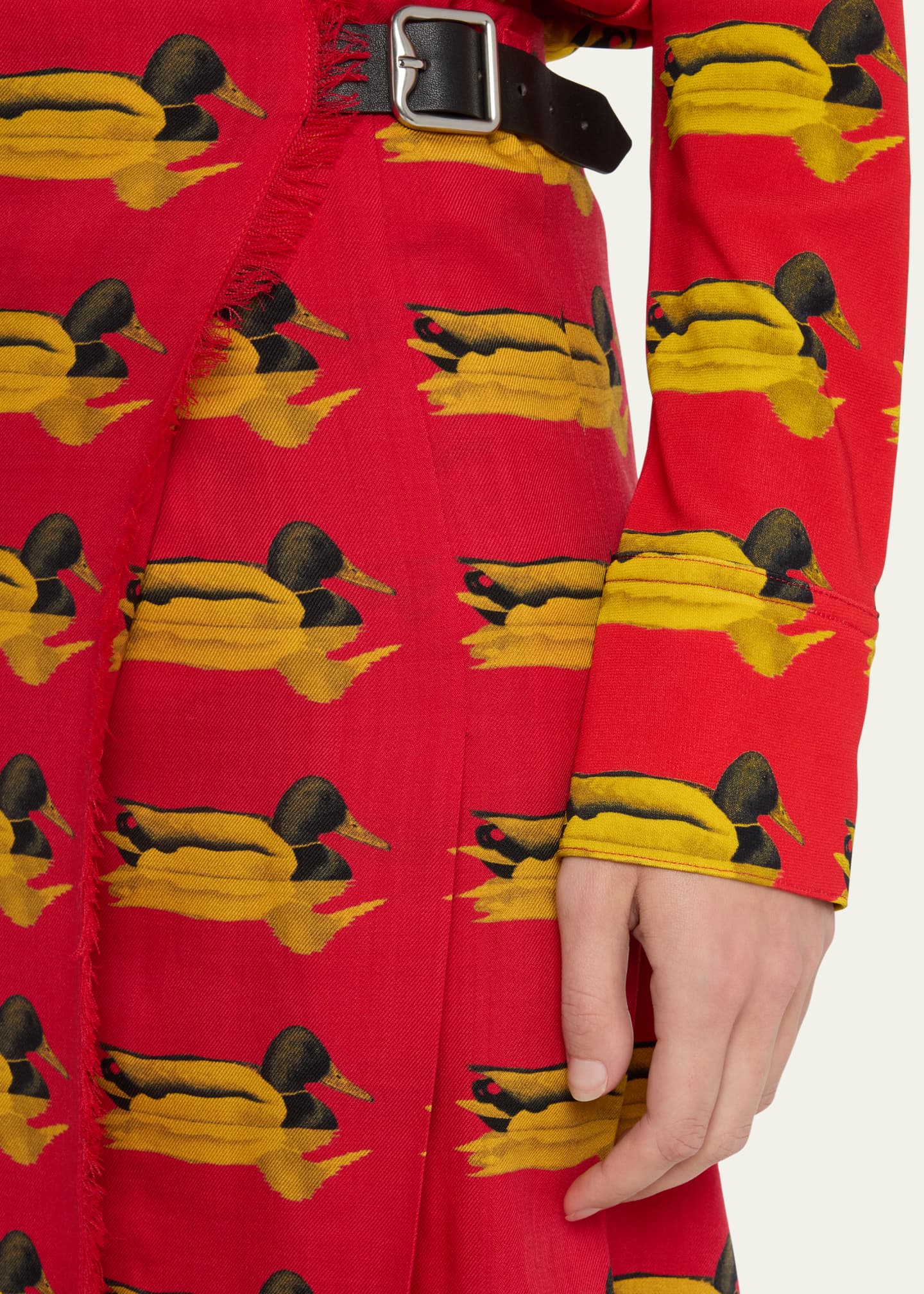 Burberry Duck Print Fringe Wool Kilt Skirt - Bergdorf Goodman