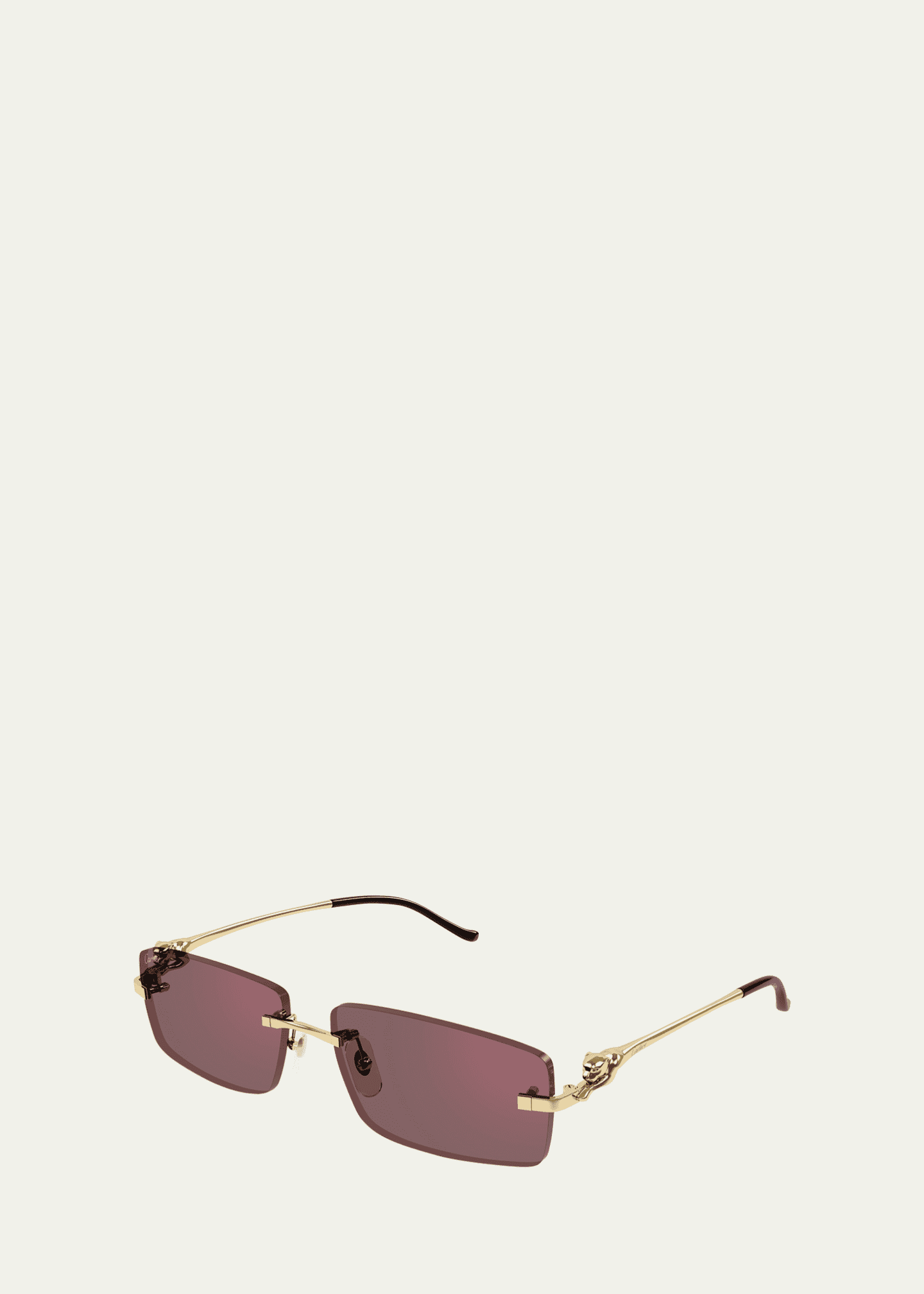Cartier Panther Rimless Gold-Plated Metal Rectangle Sunglasses ...