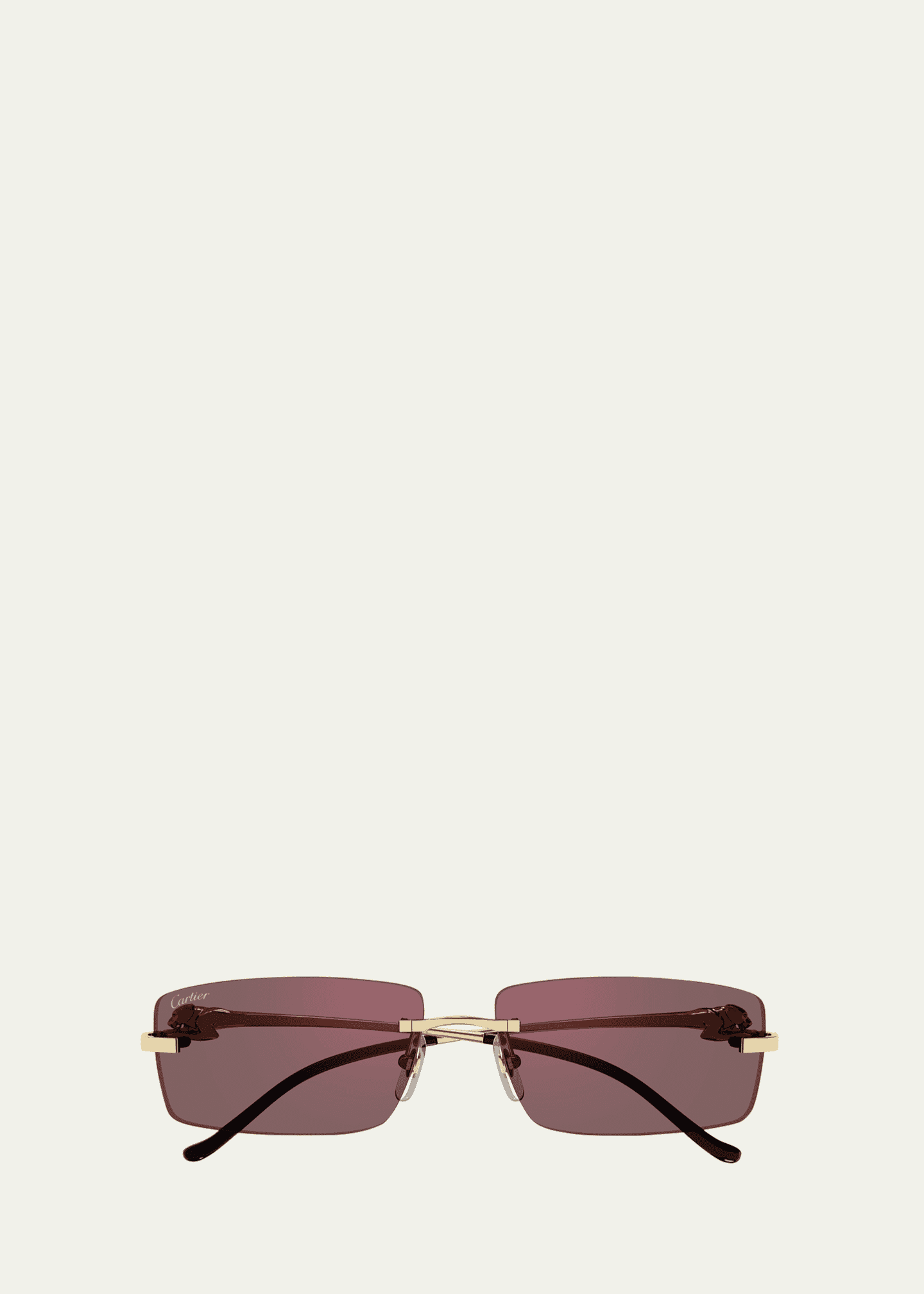 Cartier Panther Rimless Gold-Plated Metal Rectangle Sunglasses ...