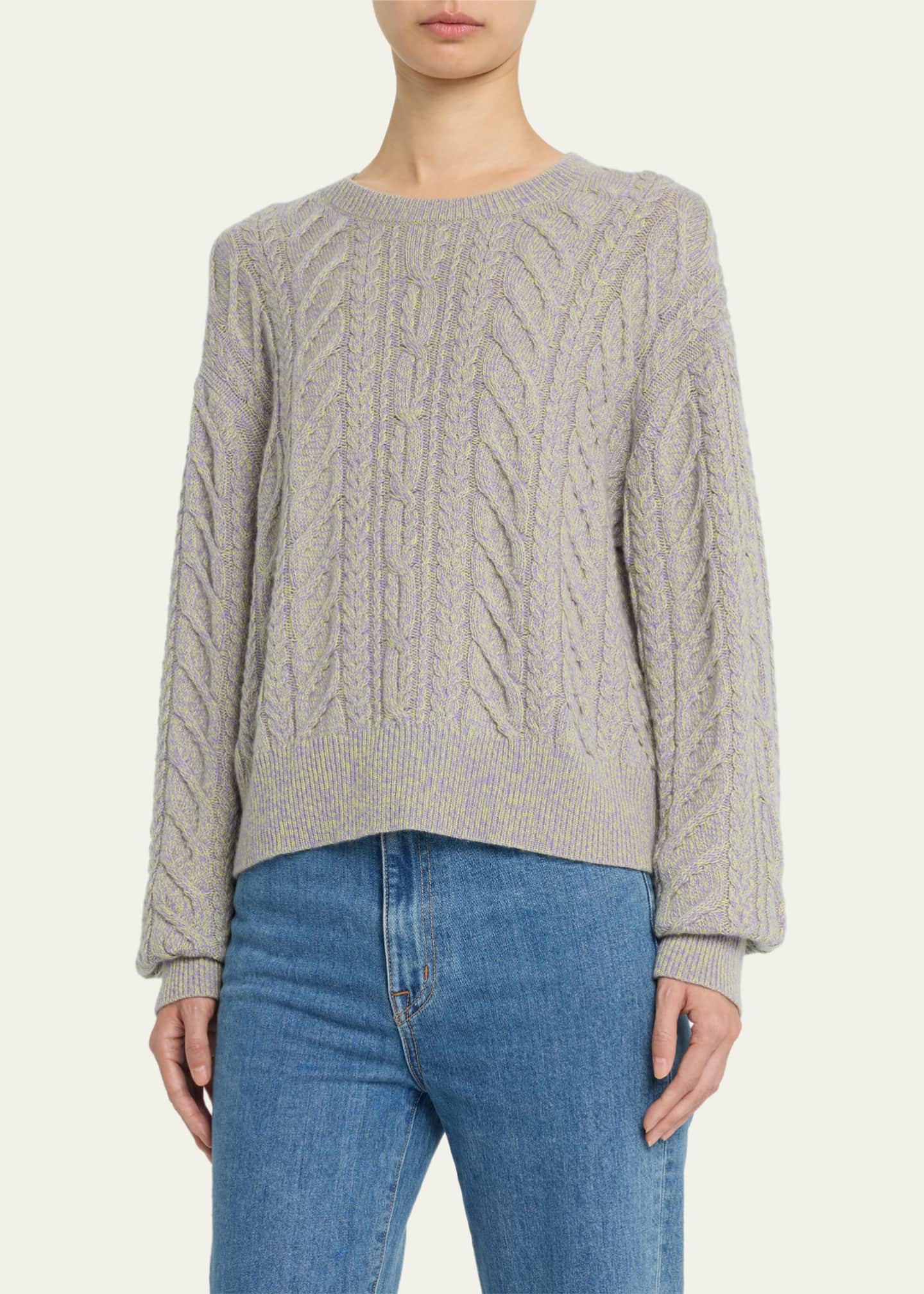 Guest in Residence Cashmere Marled Cable-Knit Sweater - Bergdorf Goodman