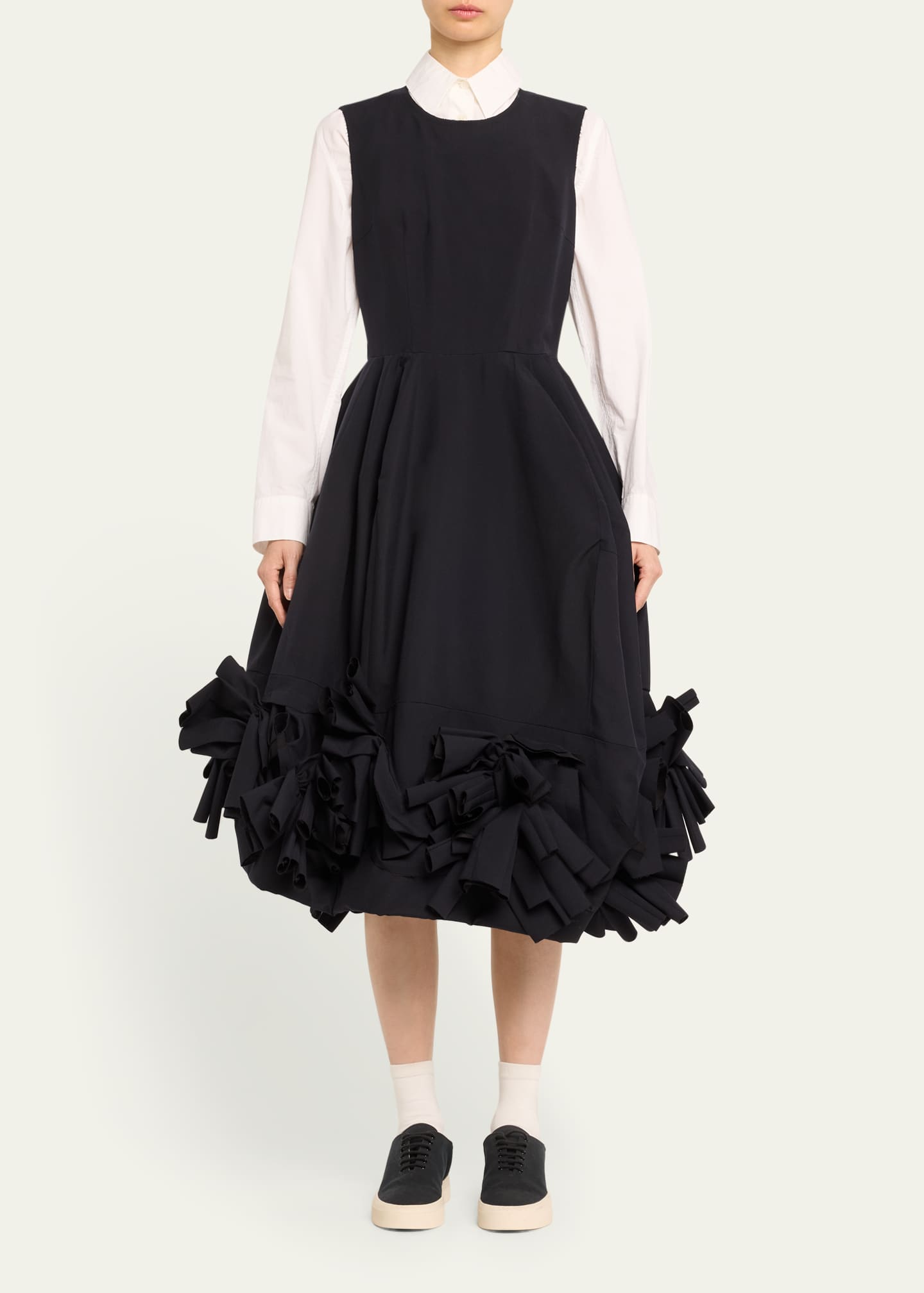 Comme des Garcons Bow Fit-Flare Wool Midi Dress - Bergdorf Goodman