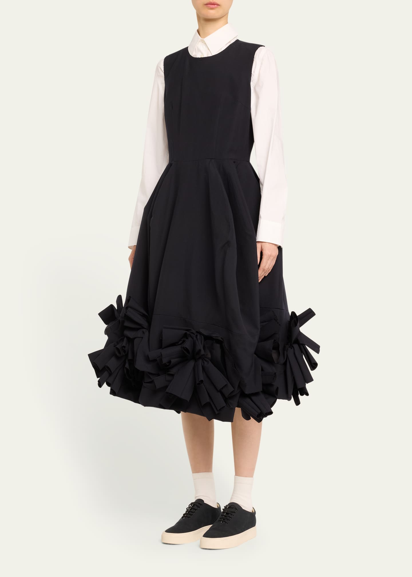 Comme des Garcons Bow Fit-Flare Wool Midi Dress - Bergdorf Goodman