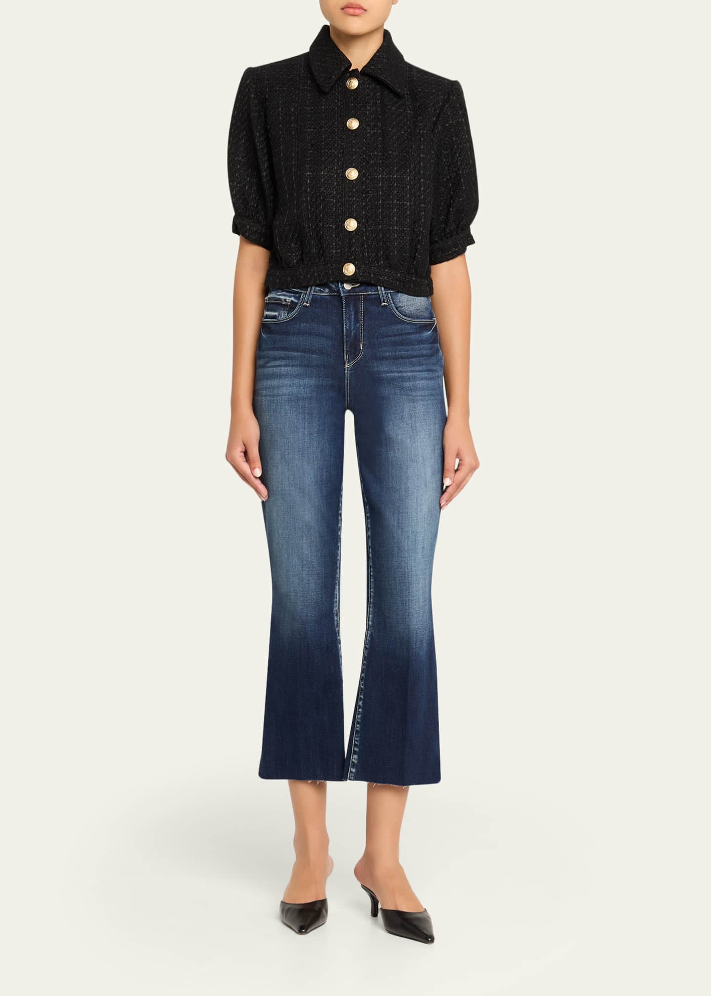 L'Agence Kendra High Rise Kick-Flare Jeans - Bergdorf Goodman