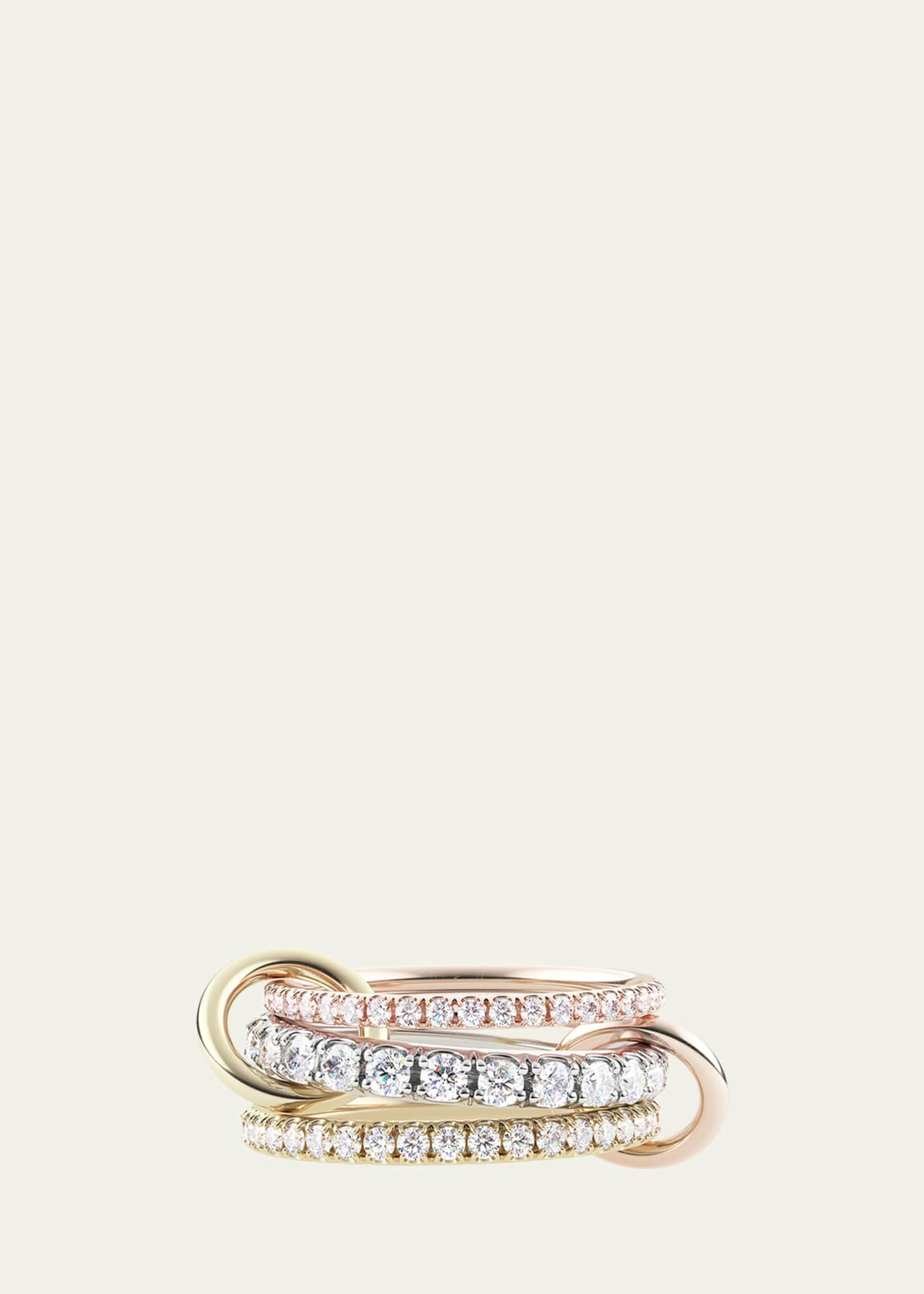 Spinelli Kilcollin Junia 3 Link Ring with Pave White Diamonds in ...