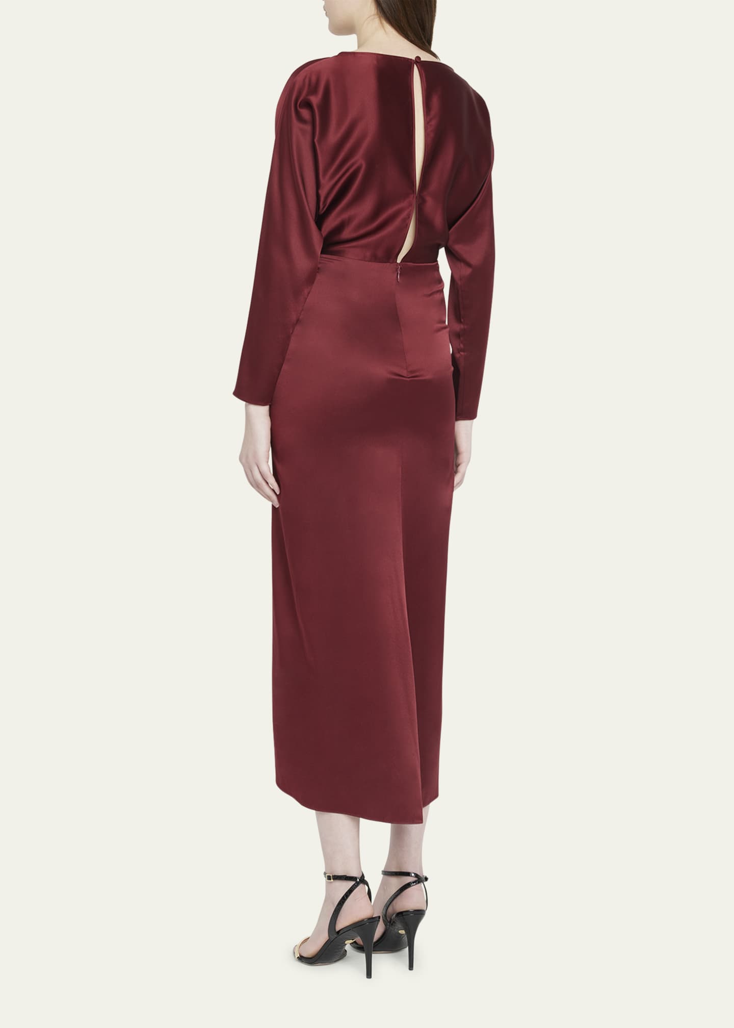 Veronica Beard Sabri Silk Long-Sleeve Ruched Maxi Dress - Bergdorf Goodman