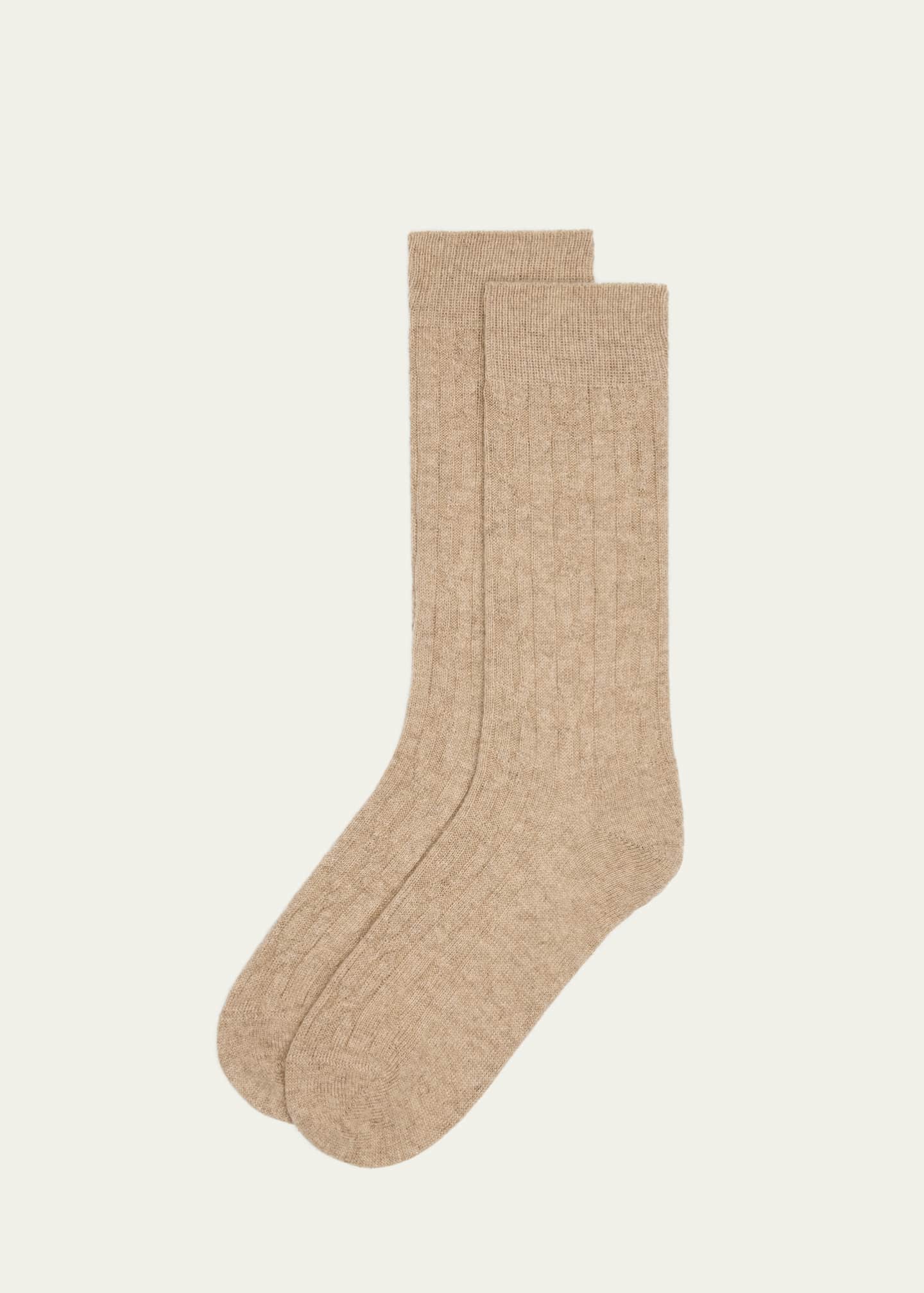 Bresciani Men's Cashmere Cable Knit Mid-Calf Socks - Bergdorf Goodman