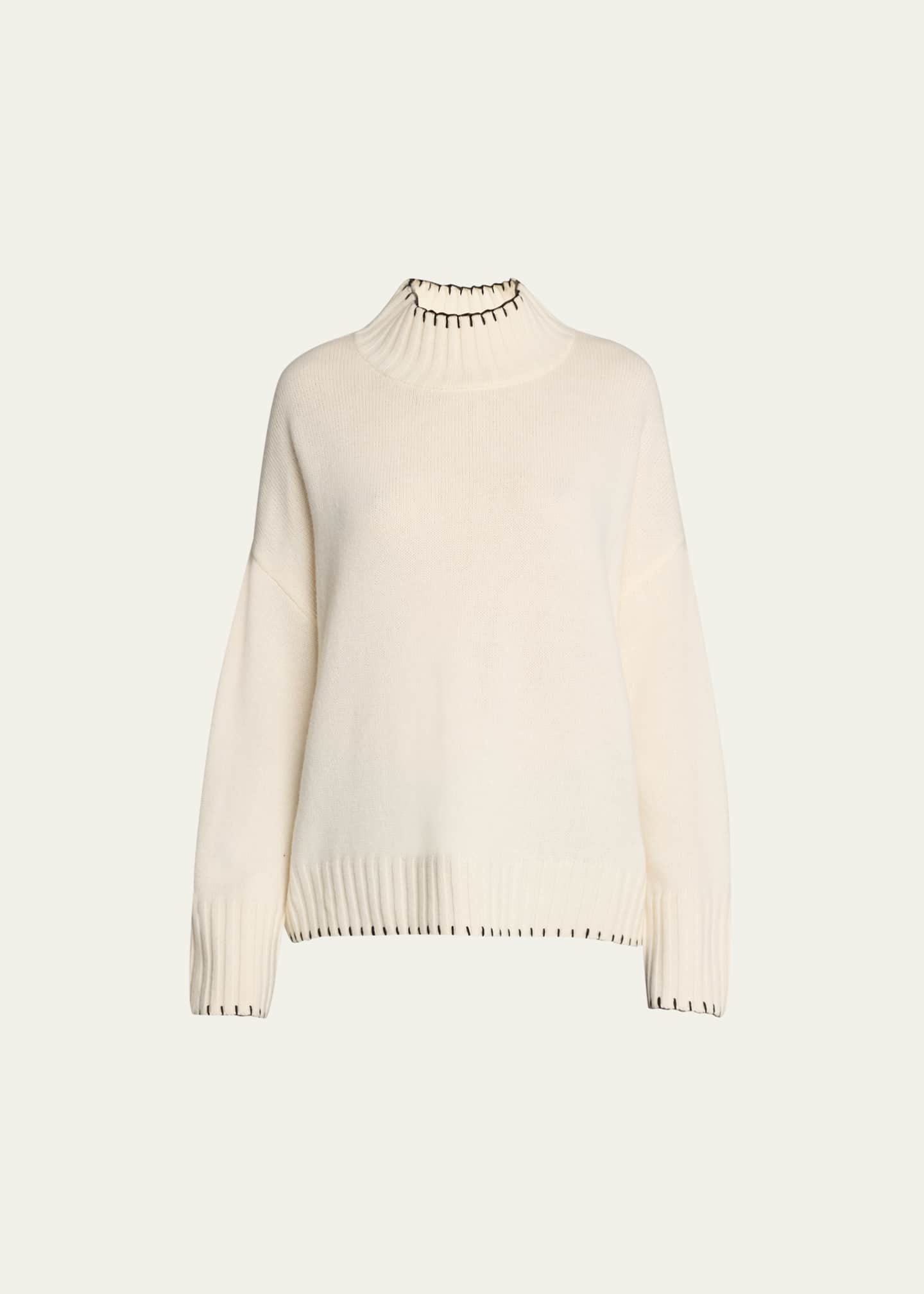 Majestic Filatures Wool-Cashmere Whipstitch Mock-Neck Pullover - Bergdorf Goodman