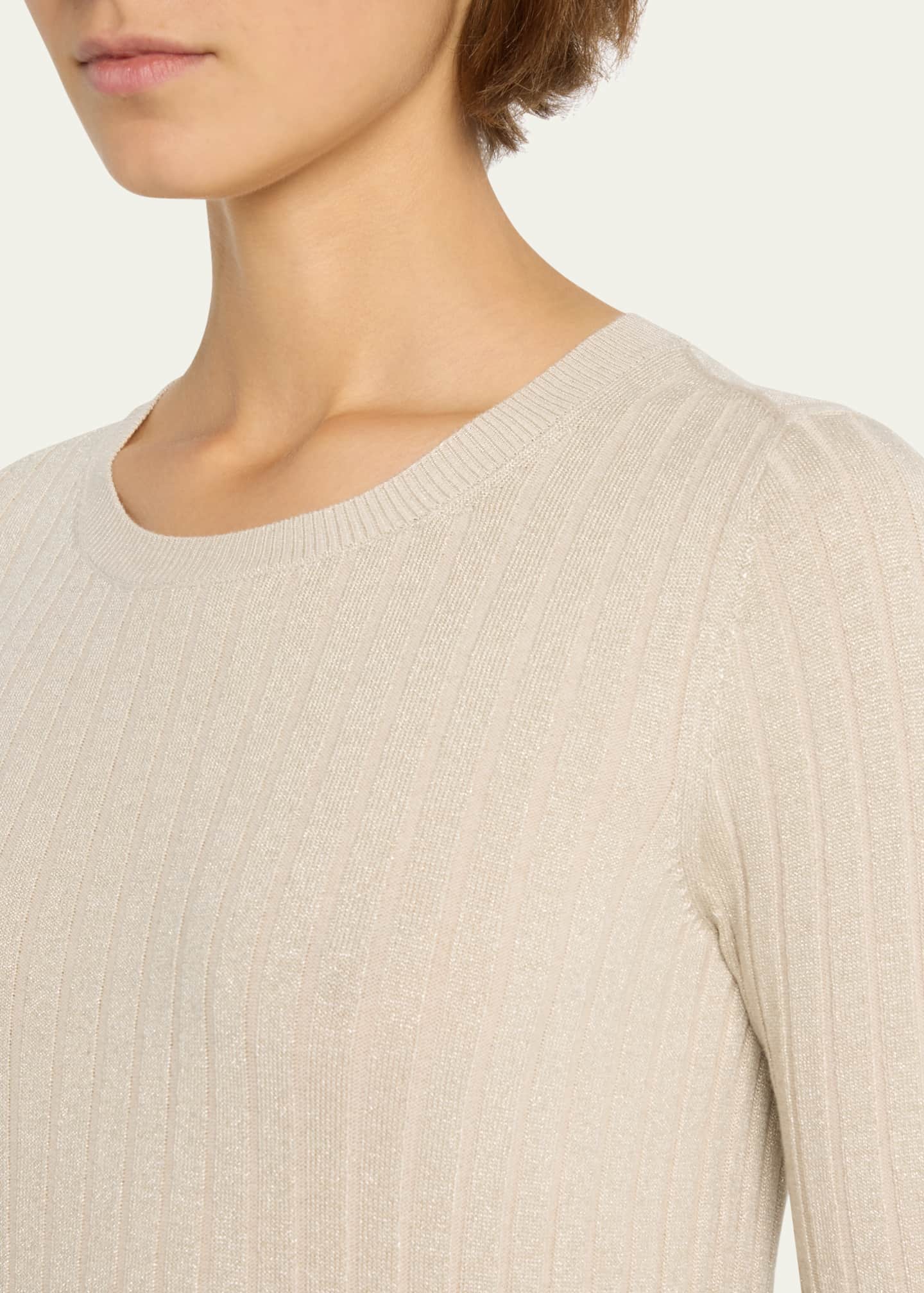 Majestic Filatures Metallic Baby Rib Long-Sleeve Cotton Viscose Top ...