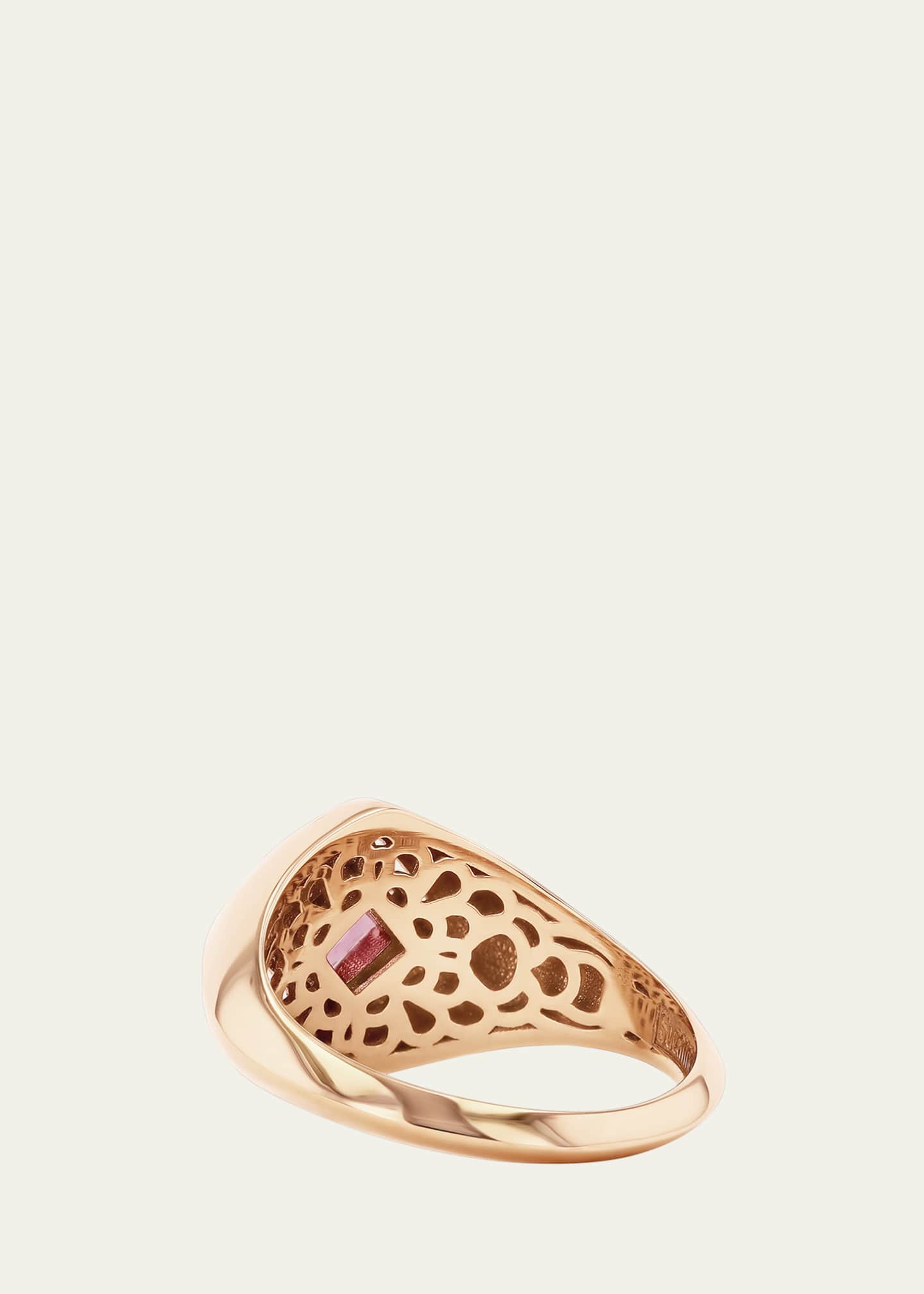 Suzanne Kalan Princess Pink Sapphire and Diamond Mini Signet Ring, Size ...