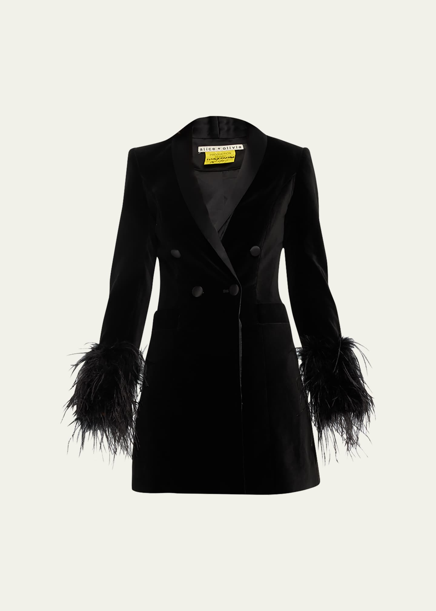 Alice + Olivia Latoya Feather-Cuff Blazer Mini Dress - Bergdorf Goodman