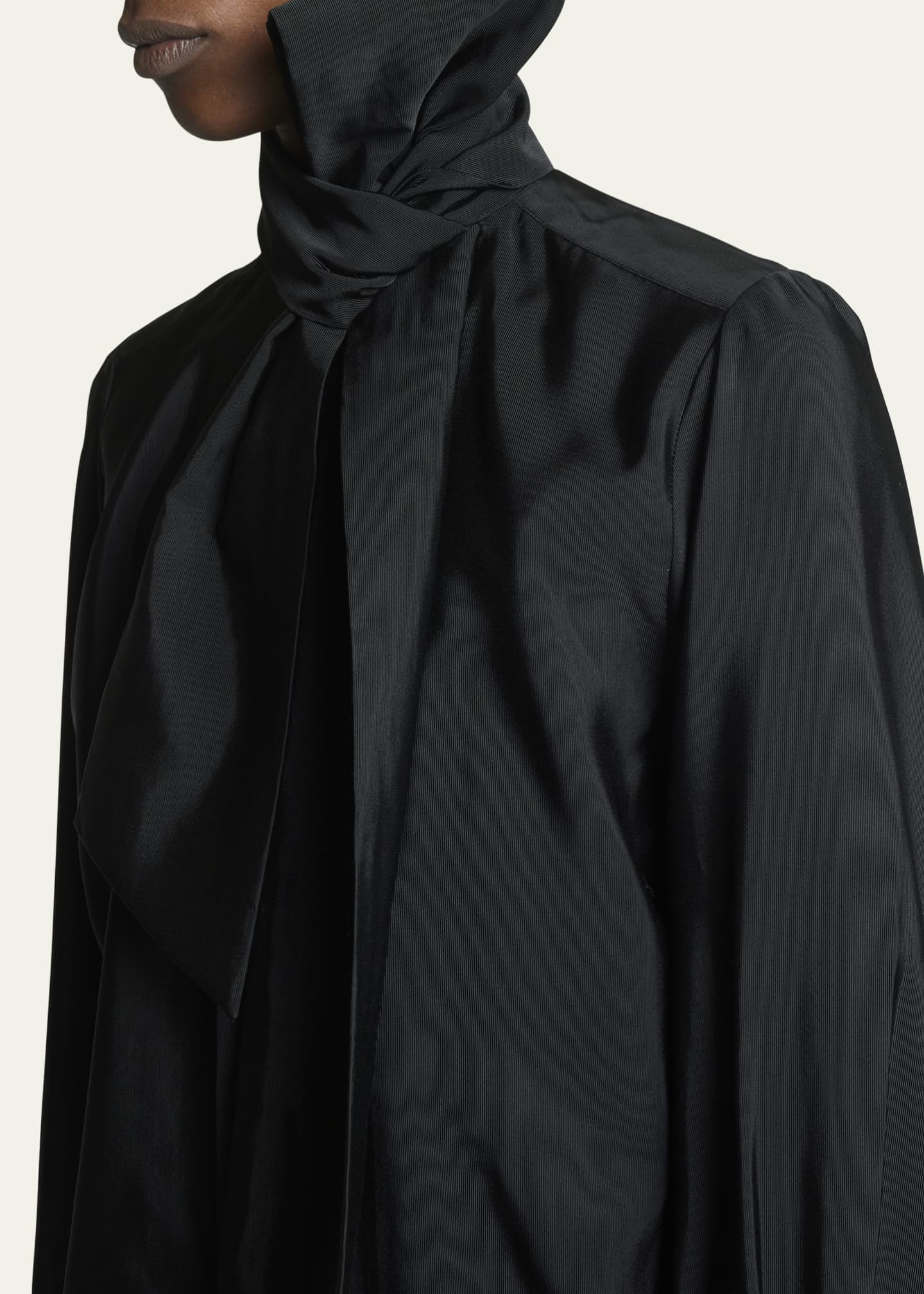 Saint Laurent Men's Fluid Faille Bow Blouse - Bergdorf Goodman