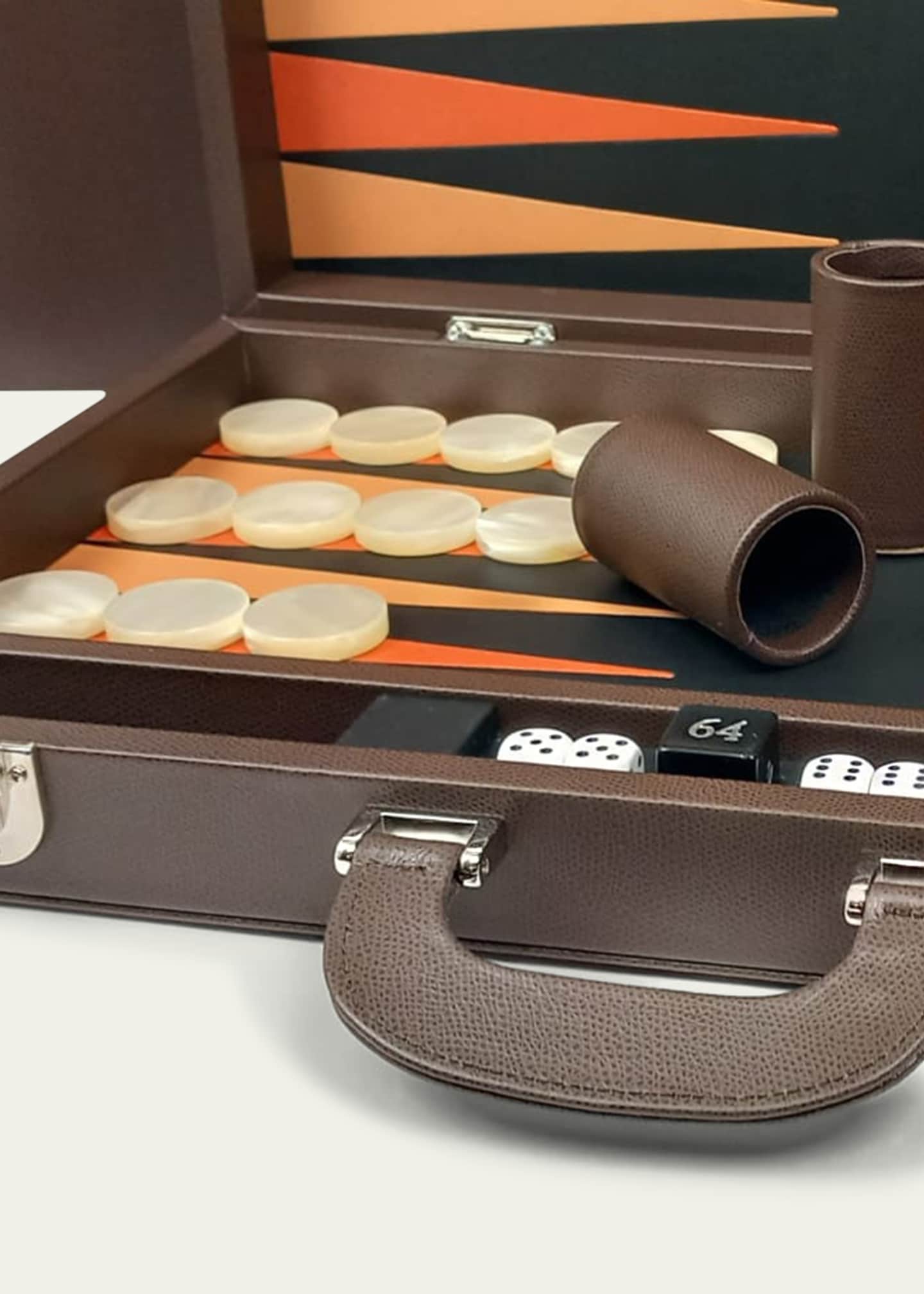 Renzo Romagnoli Large Backgammon with Handles - Dark Brown Dollaro - Bergdorf Goodman