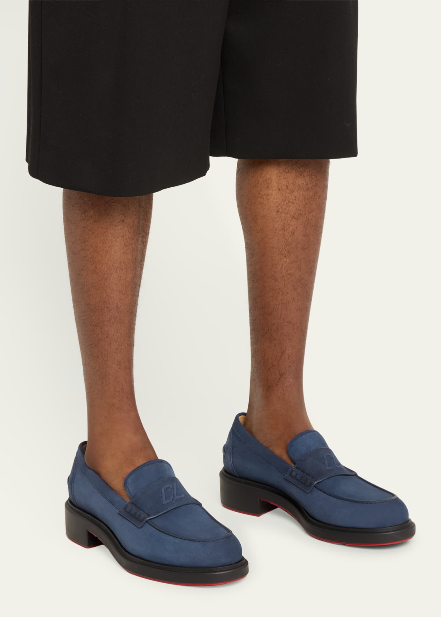 Christian Louboutin Men's Urbino Moc CL Suede Penny Loafers - Bergdorf ...